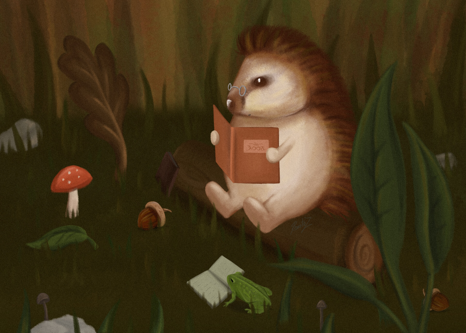ArtStation - Hedgehog reading
