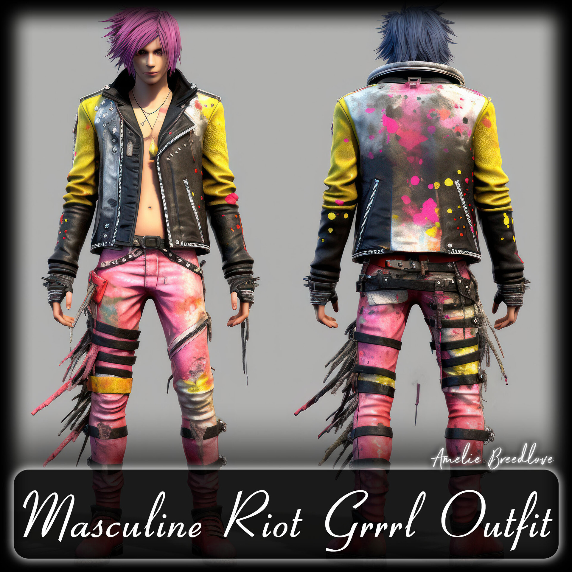 ArtStation - 200 Masculine Riot Grrrl Outfit Reference Pack | 4K | v.98