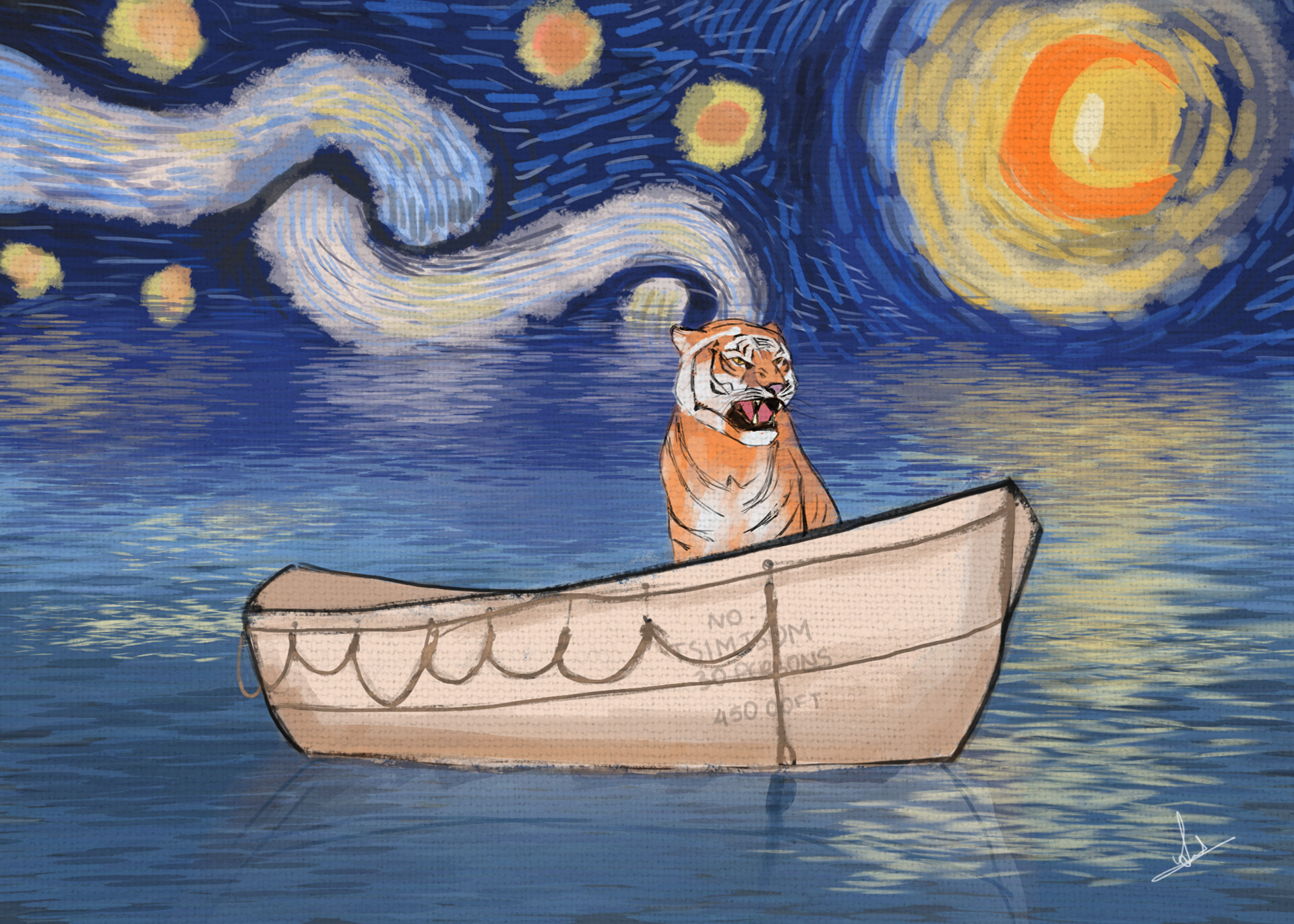 ArtStation - Richard Parker on a Particularly Starry Nigt