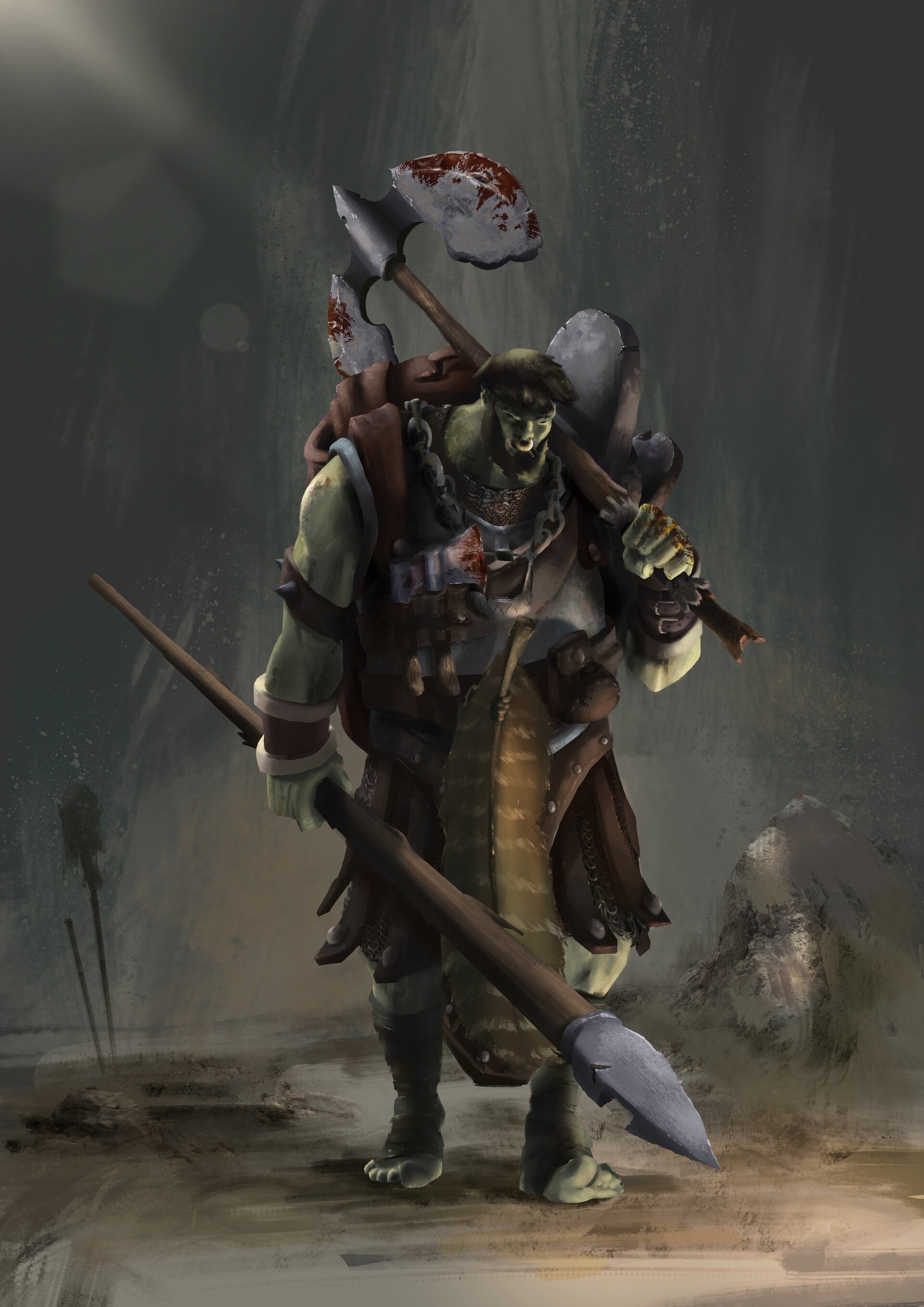 ArtStation - Jia, half-orc, elf eagle hunter.