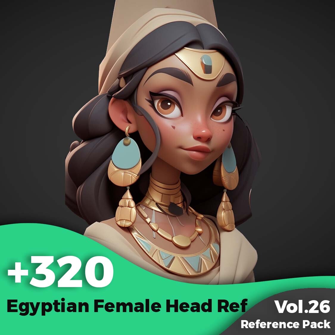 3D Head Sculpt References in 4K - Tika Art - +320 Egyptian Female Head References(4k)
