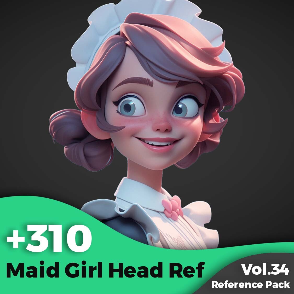 3D Head Sculpt References in 4K - Tika Art - +310 Maid Girl Head ...