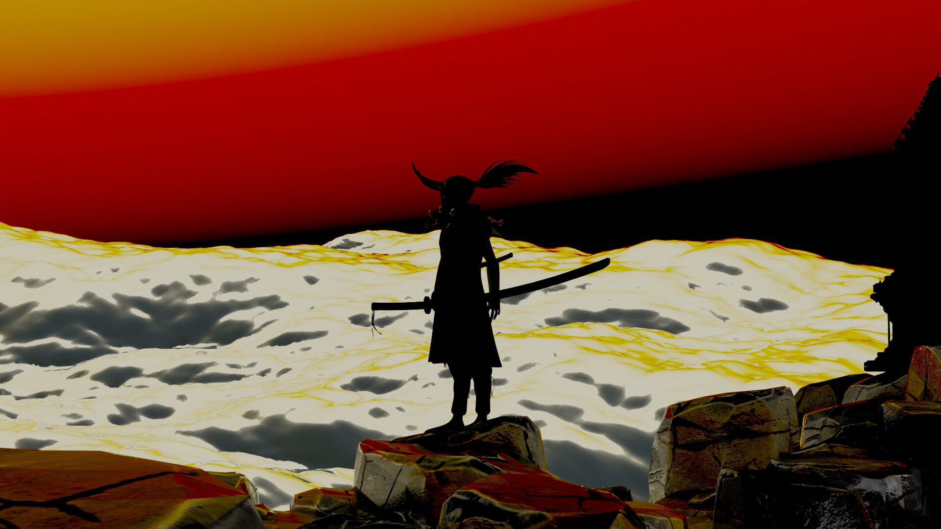 ArtStation - Samurai on a rock