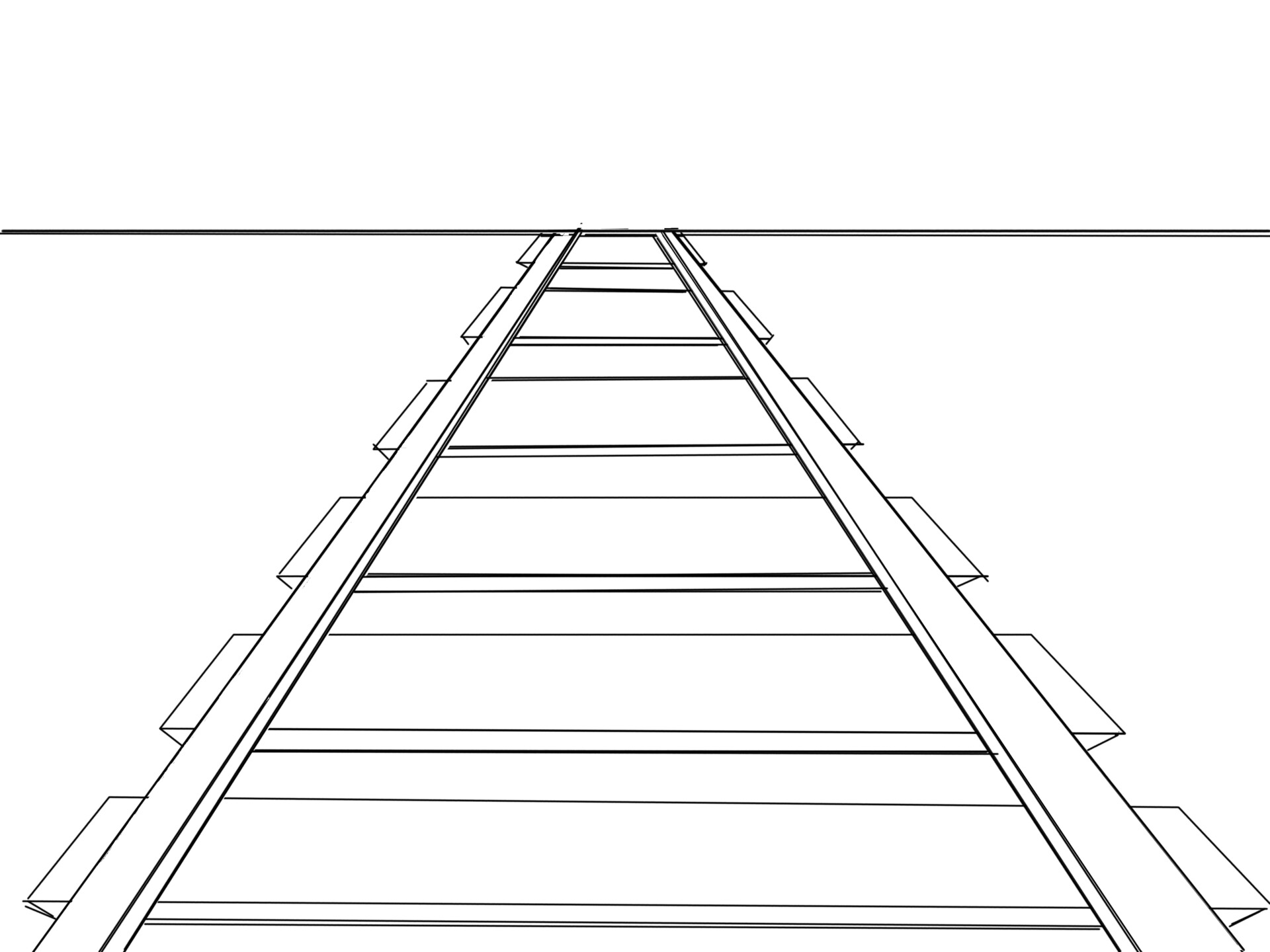 ArtStation - train tracks one-point basic