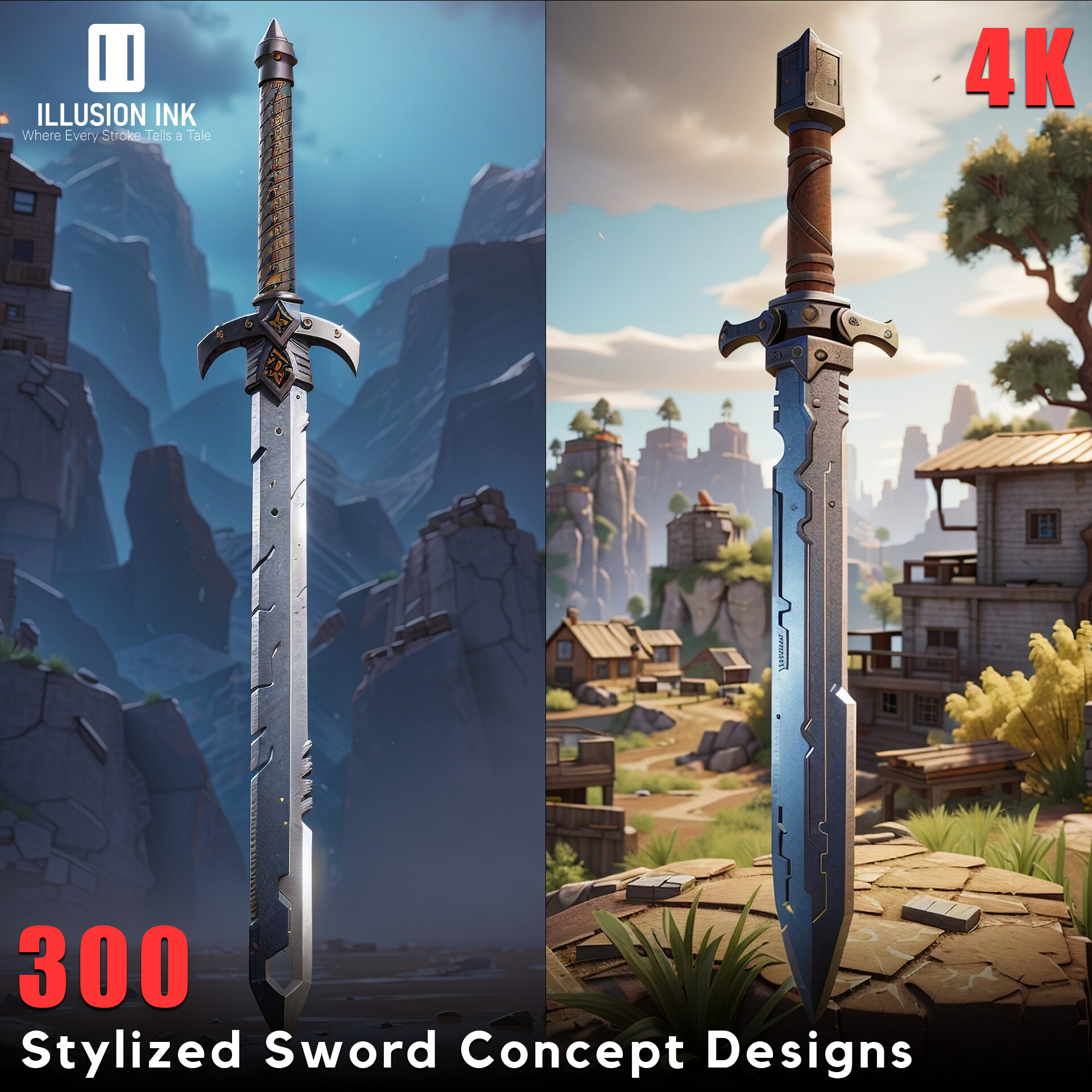 ArtStation - 300 Stylized Sword Concept Designs | 4K
