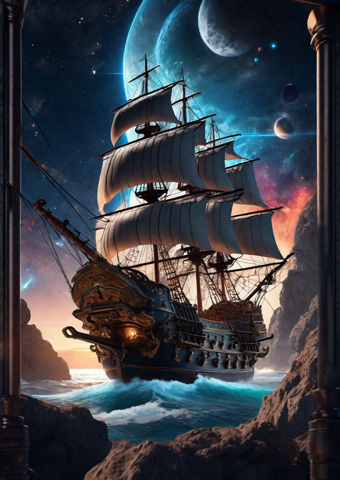 ArtStation - Pirate ship in space