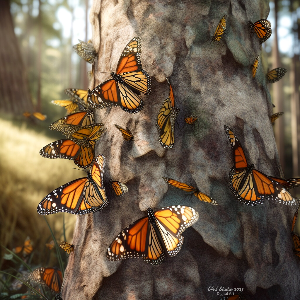 Christer W - Monarch butterflies sitting on a tree