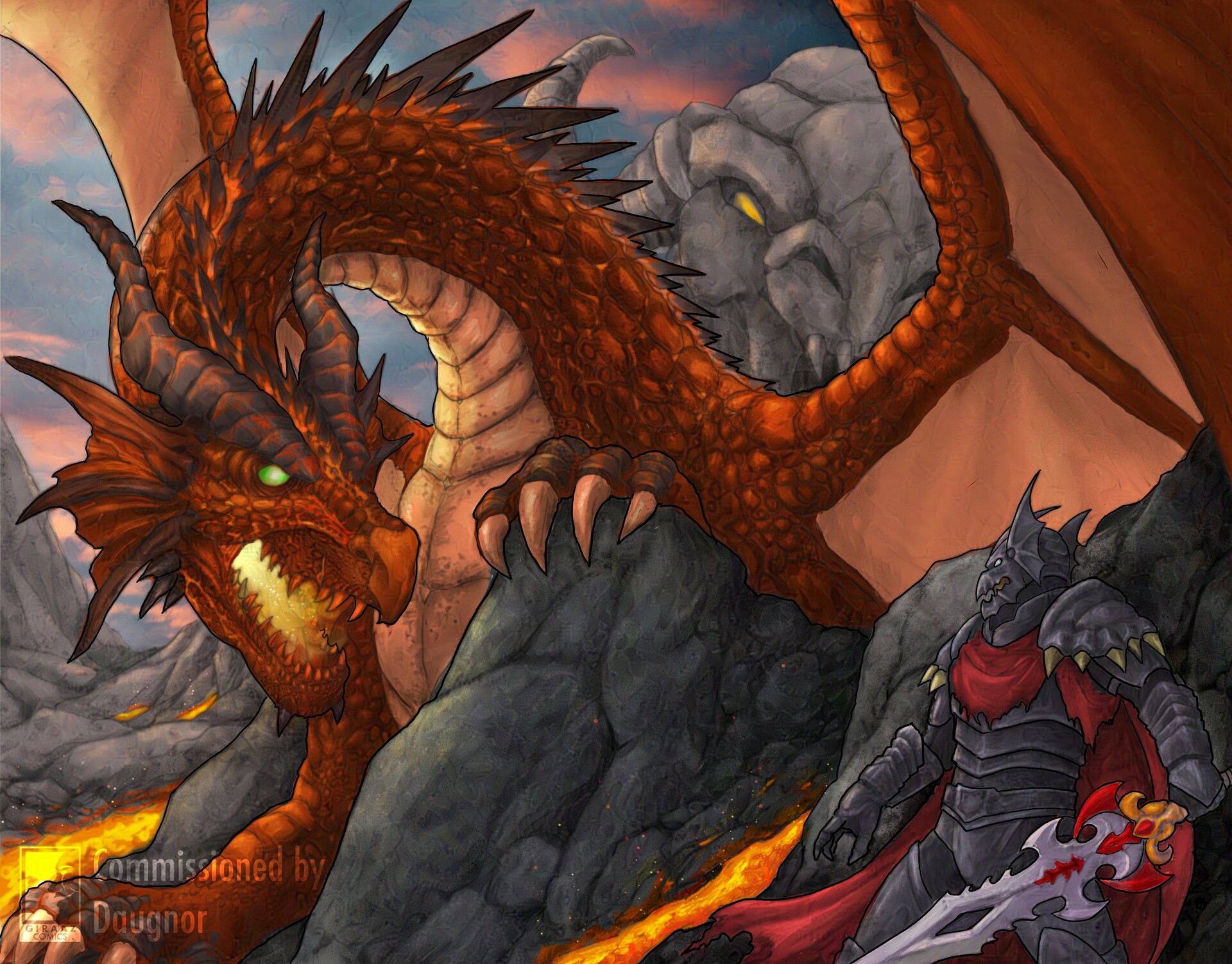 ArtStation - Galanoth vs The Red Dragon - Fanart of AQWorlds