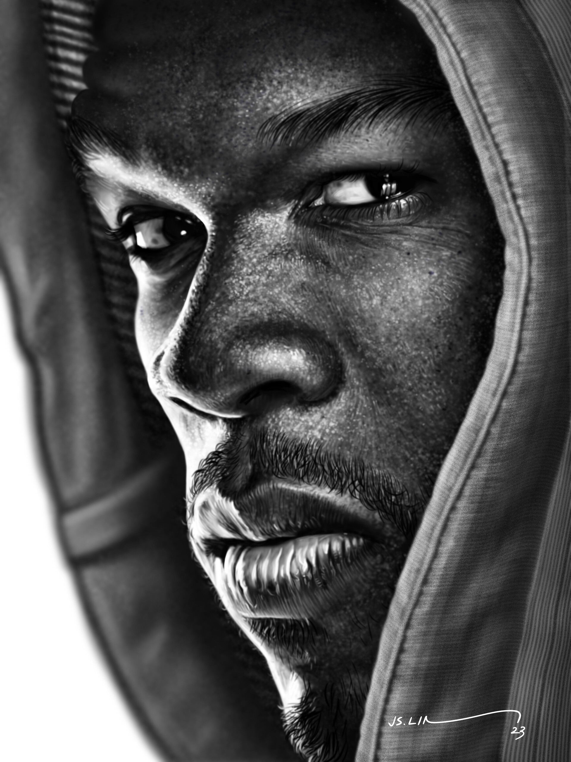 ArtStation - b/w portrait