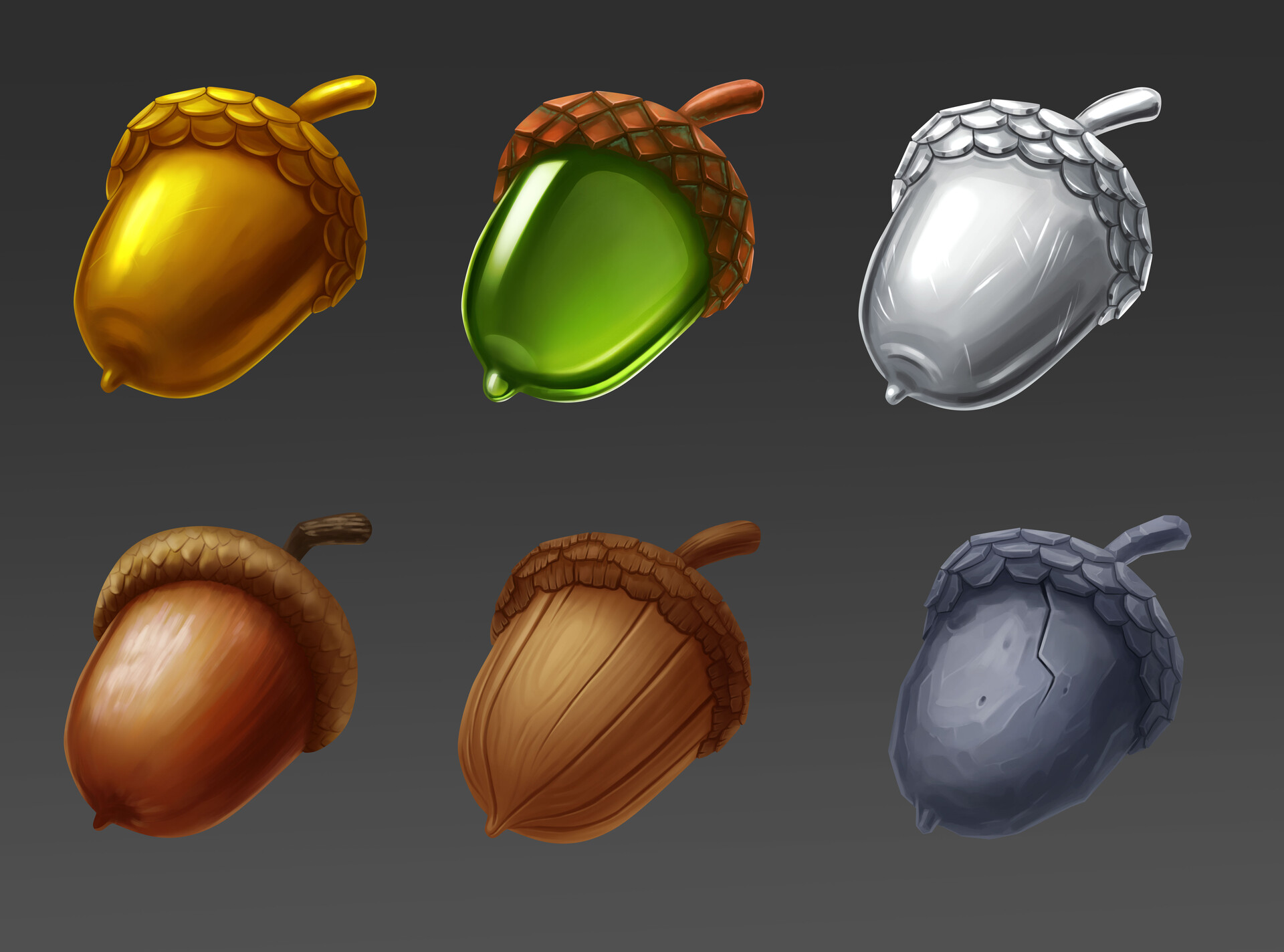 ArtStation - Acorns in Diverse Materials