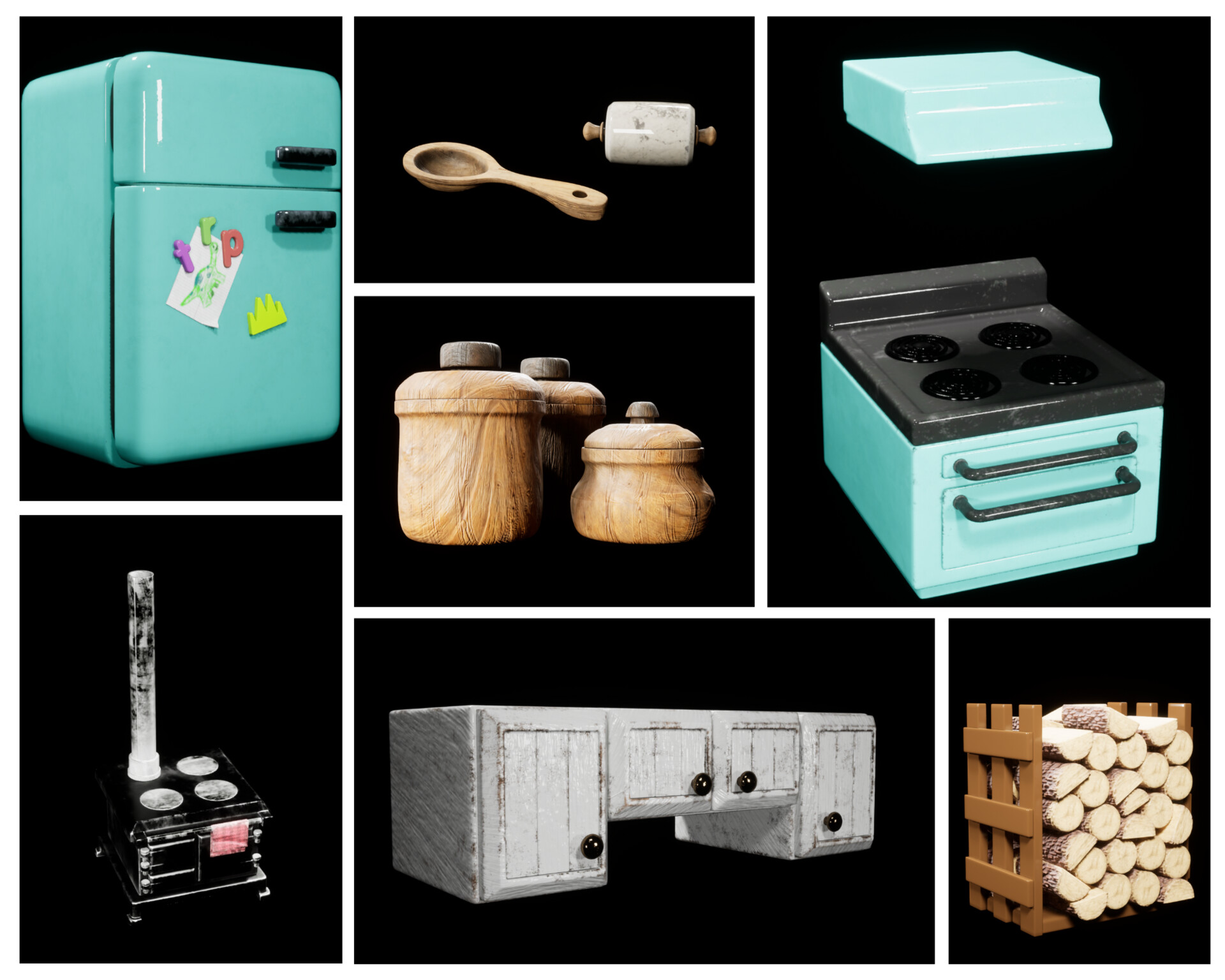 Aravind Kumar - Stylized Kitchen Props - Substance Painter - Unreal Engine