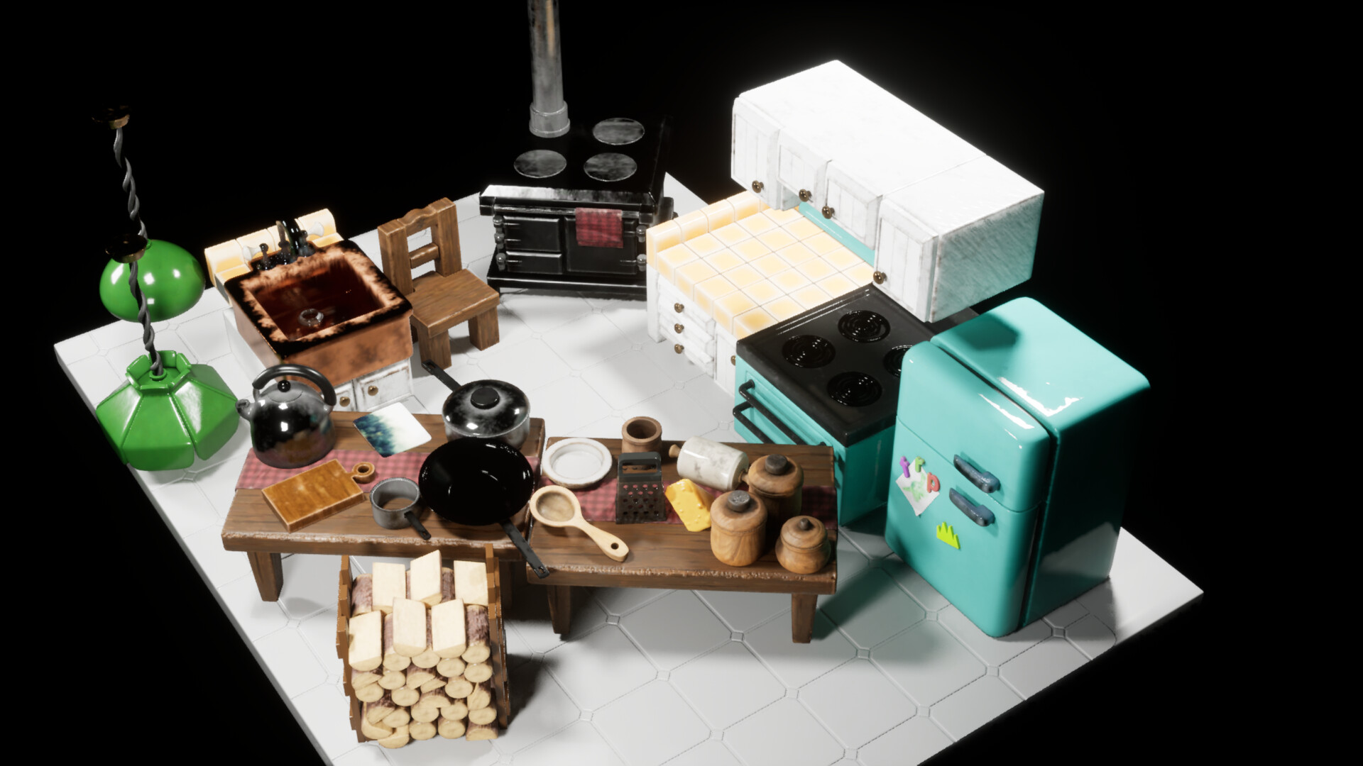 Aravind Kumar - Stylized Kitchen Props - Substance Painter - Unreal Engine