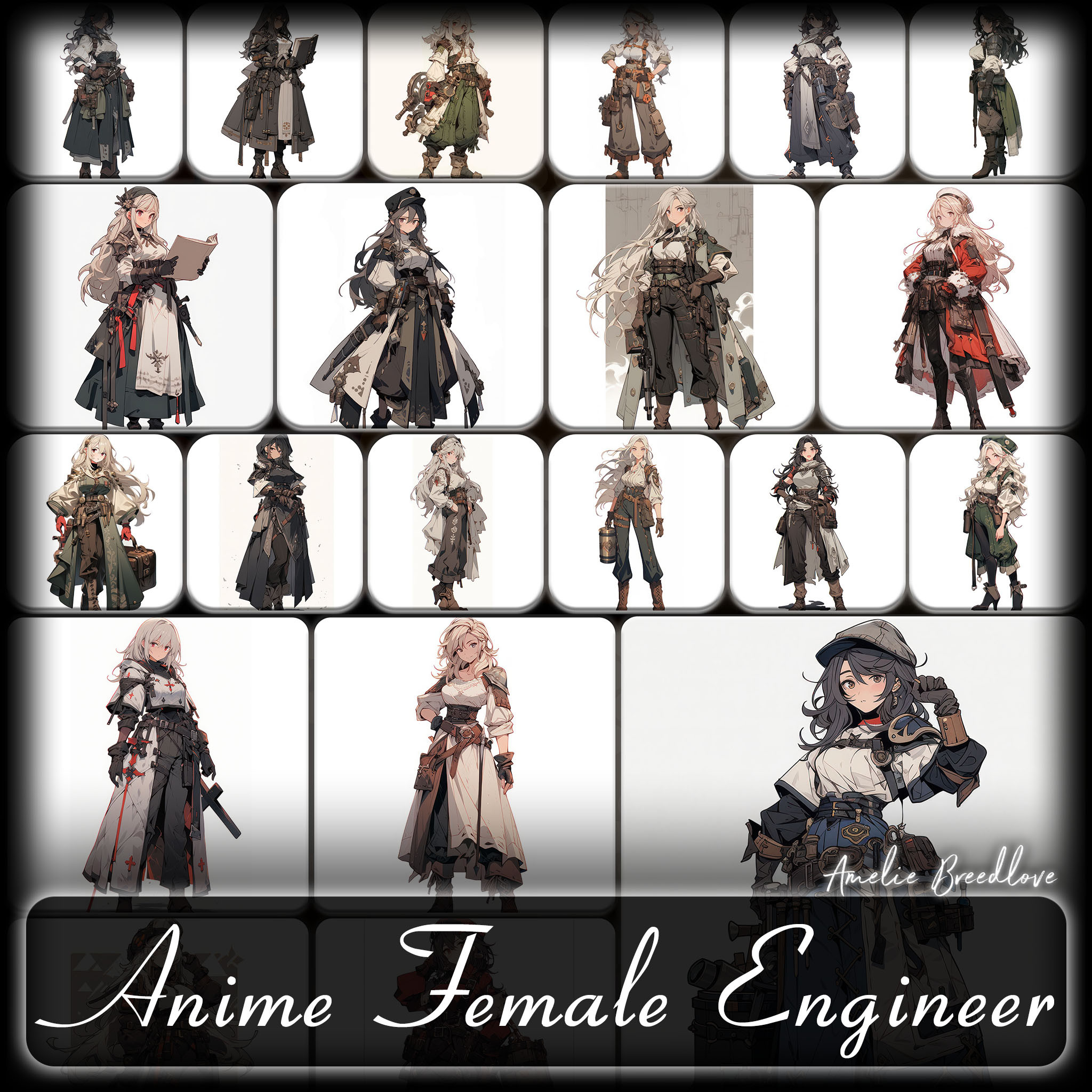 Amelie Anime - 200 Anime Female Engineer (Full Body) Reference Pack ...