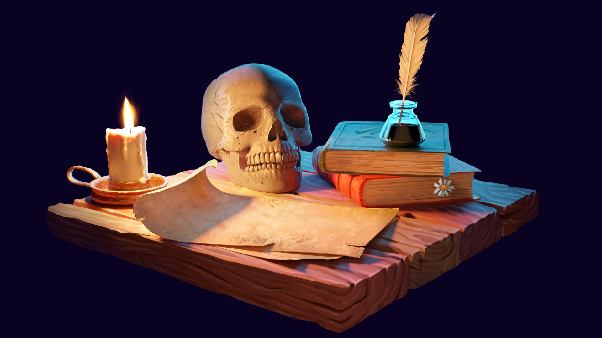 ArtStation - still-life with a skull
