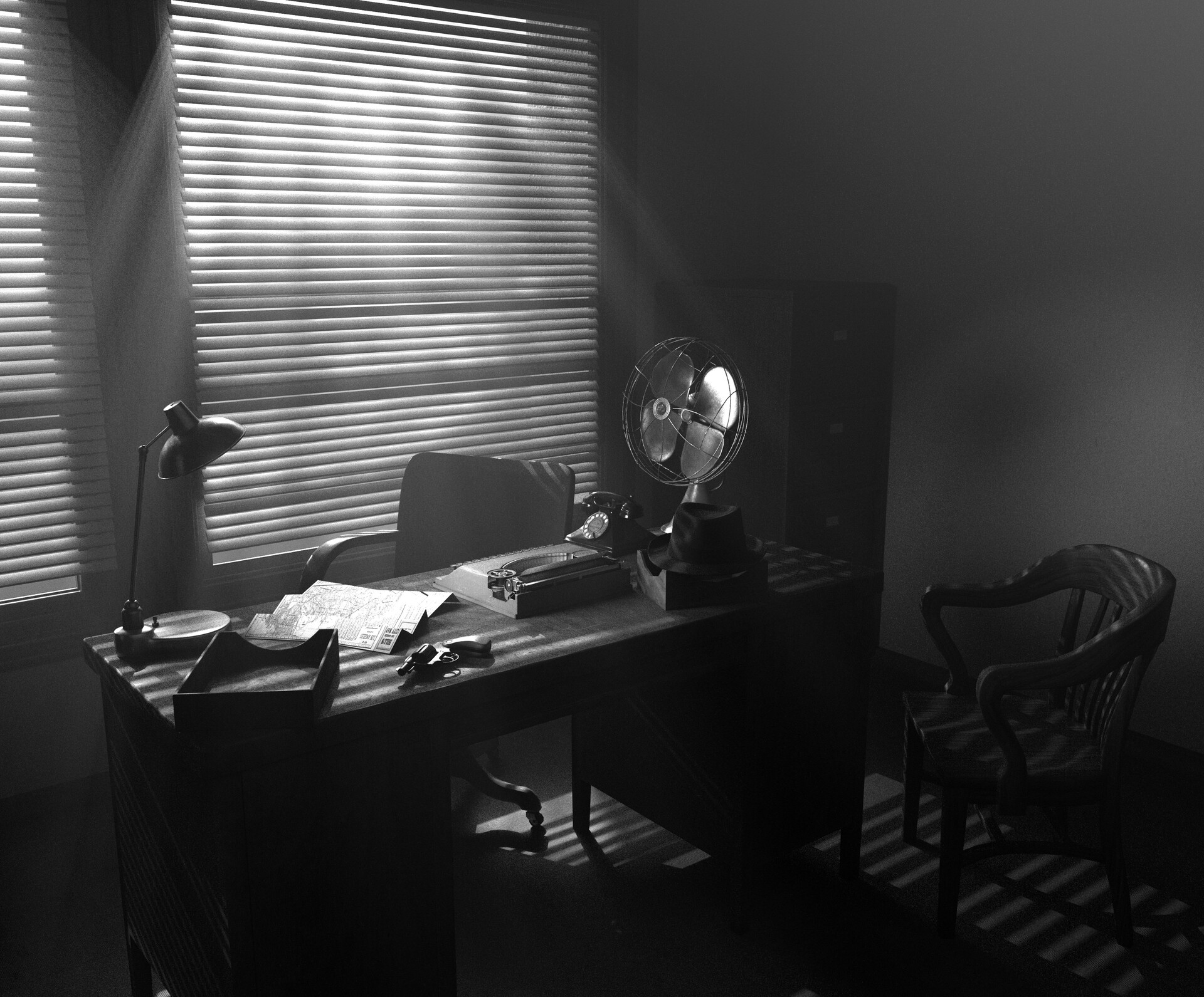 ArtStation - FILM-NOIR DETECTIVE OFFICE