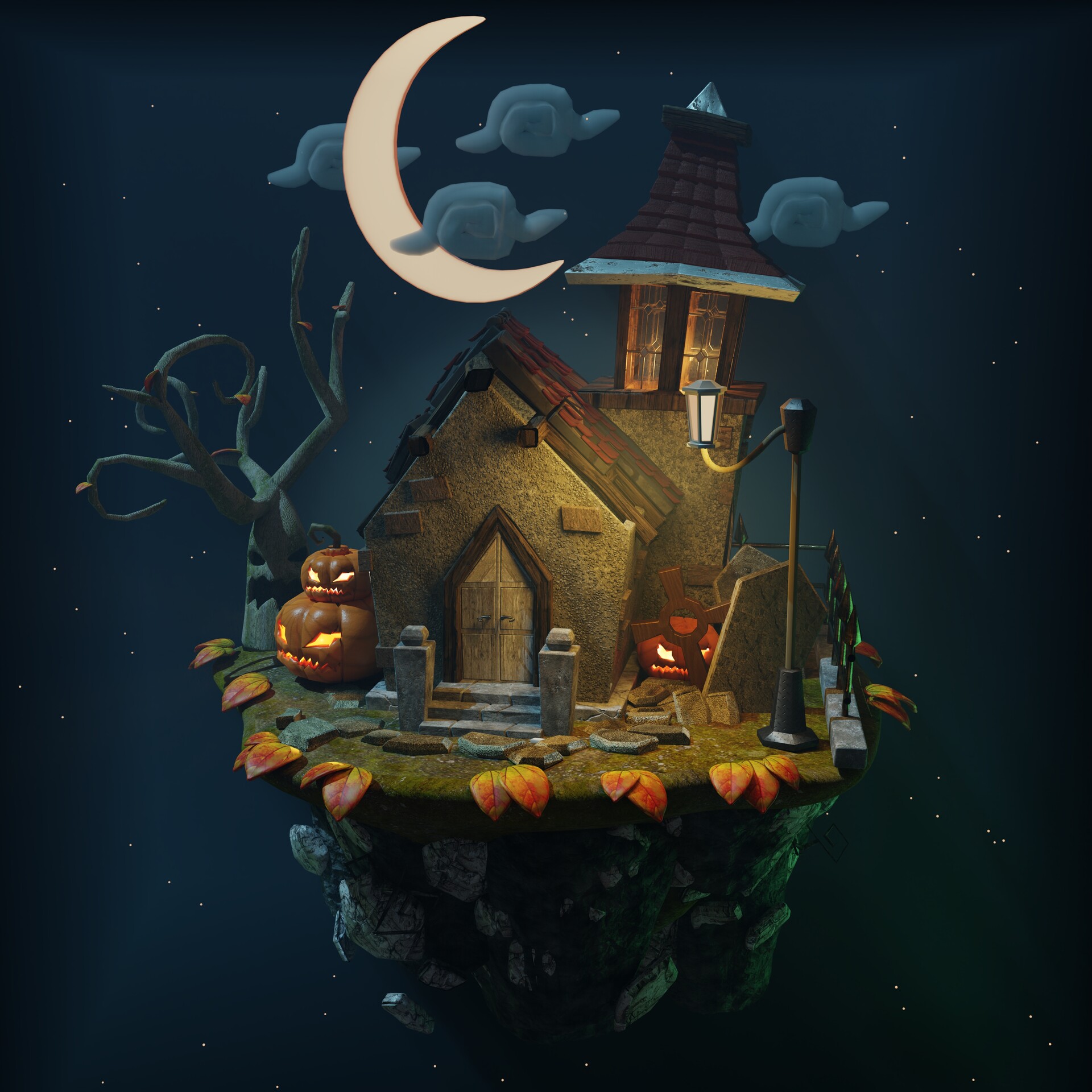 ArtStation - Spooky flying island