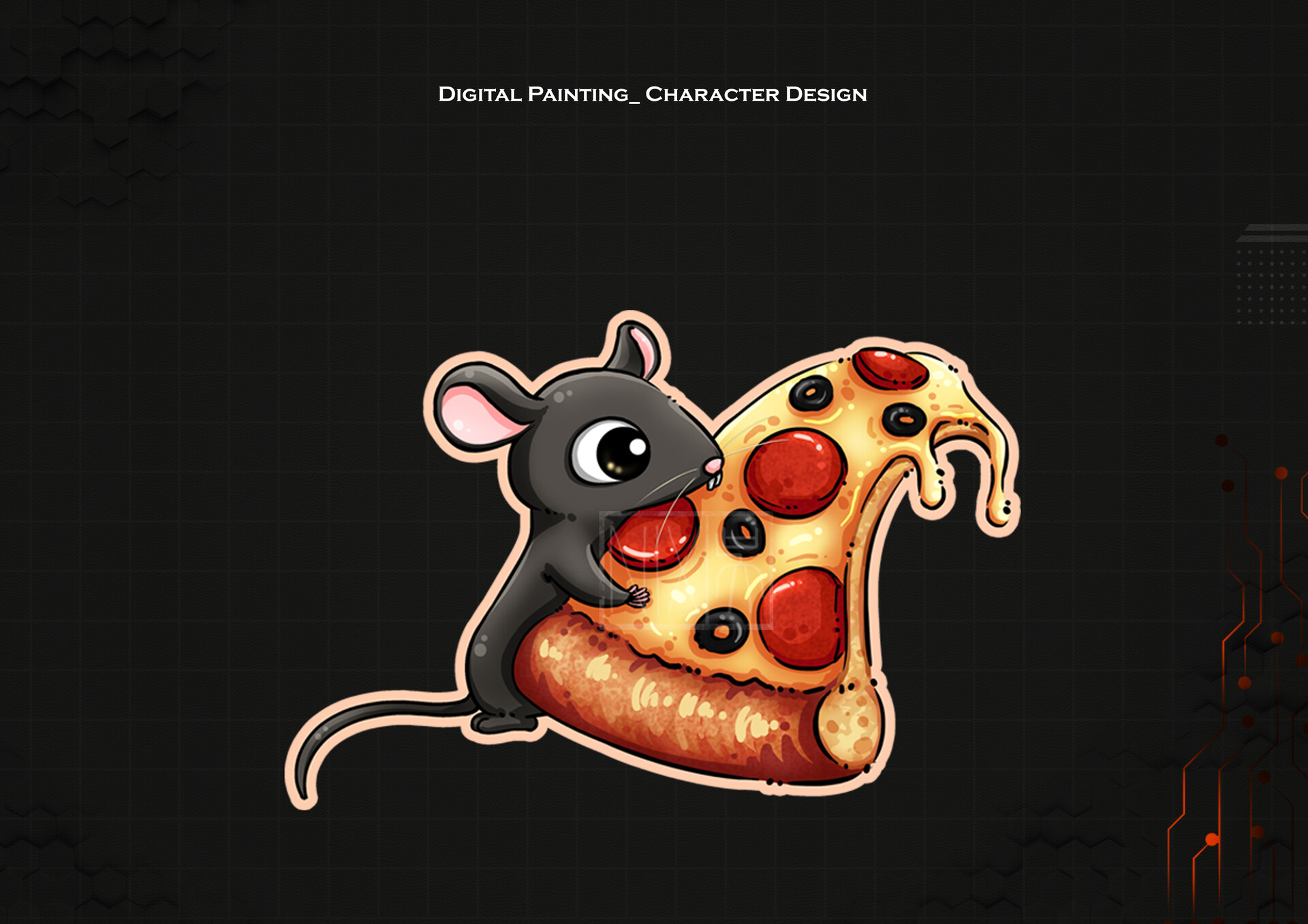 ArtStation - Digital Painting_Rat & Pizza