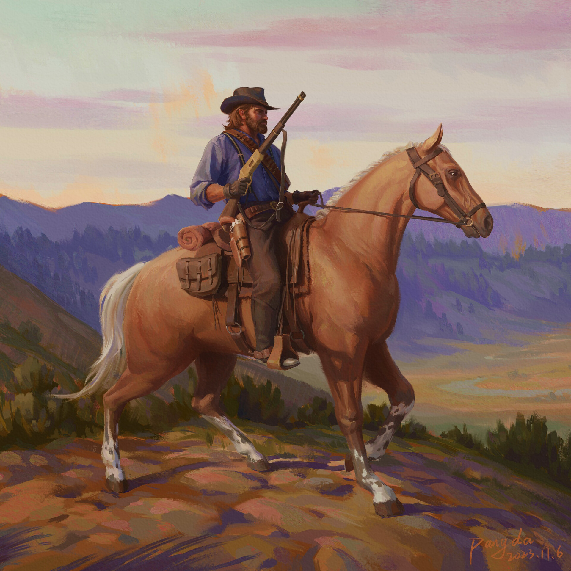 Pangda 胖达 - 重温大镖客摸鱼之亚瑟 Red Dead Redemption 2 fan art