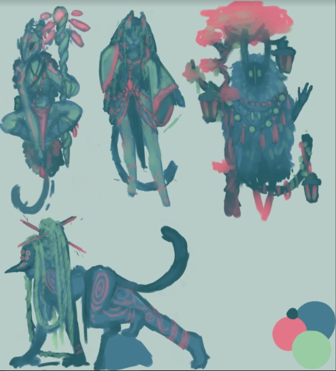 ArtStation - tribal forest creatures concept