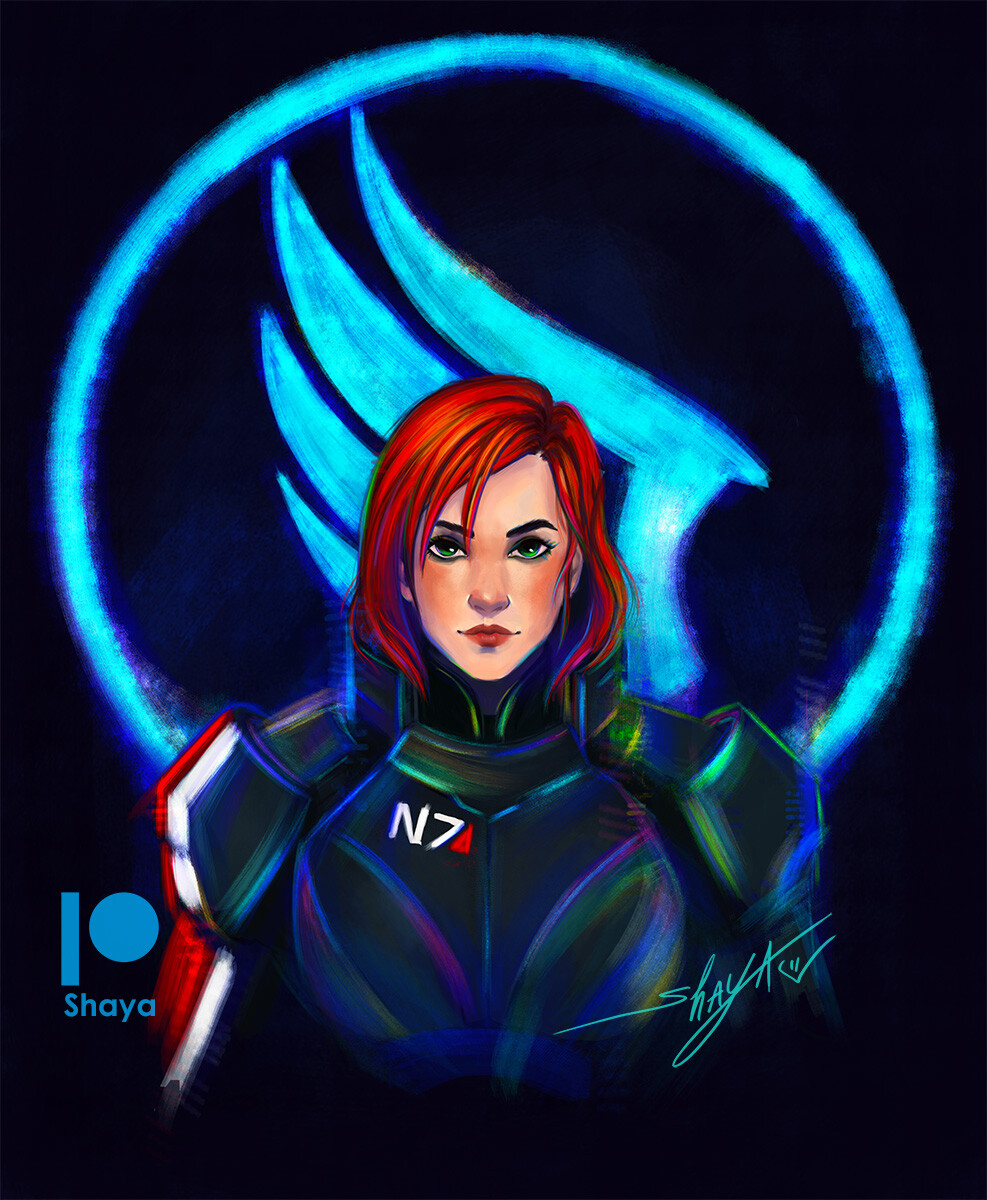 ArtStation - Neon Commander Shepard female - Paragon / Happy N7 Day 2023