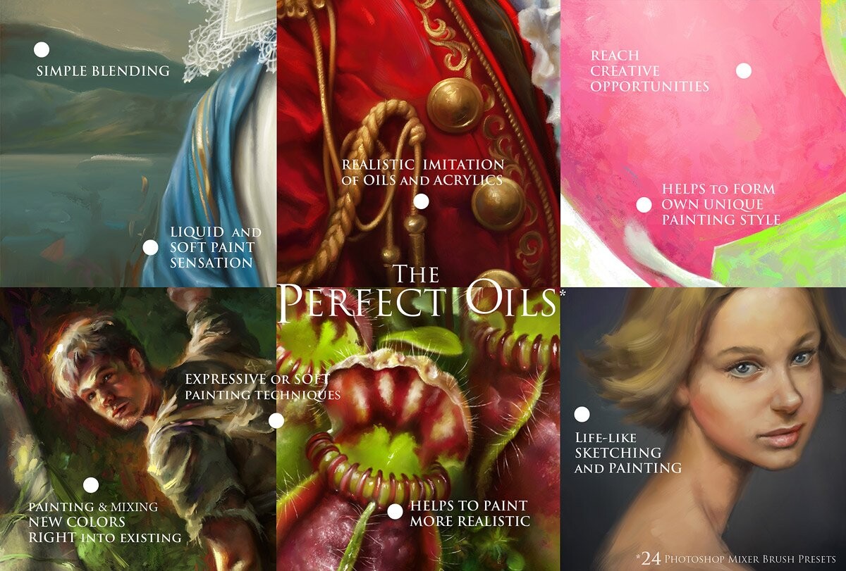 ArtStation - Perfect Oils. 24 Photoshop Brushes