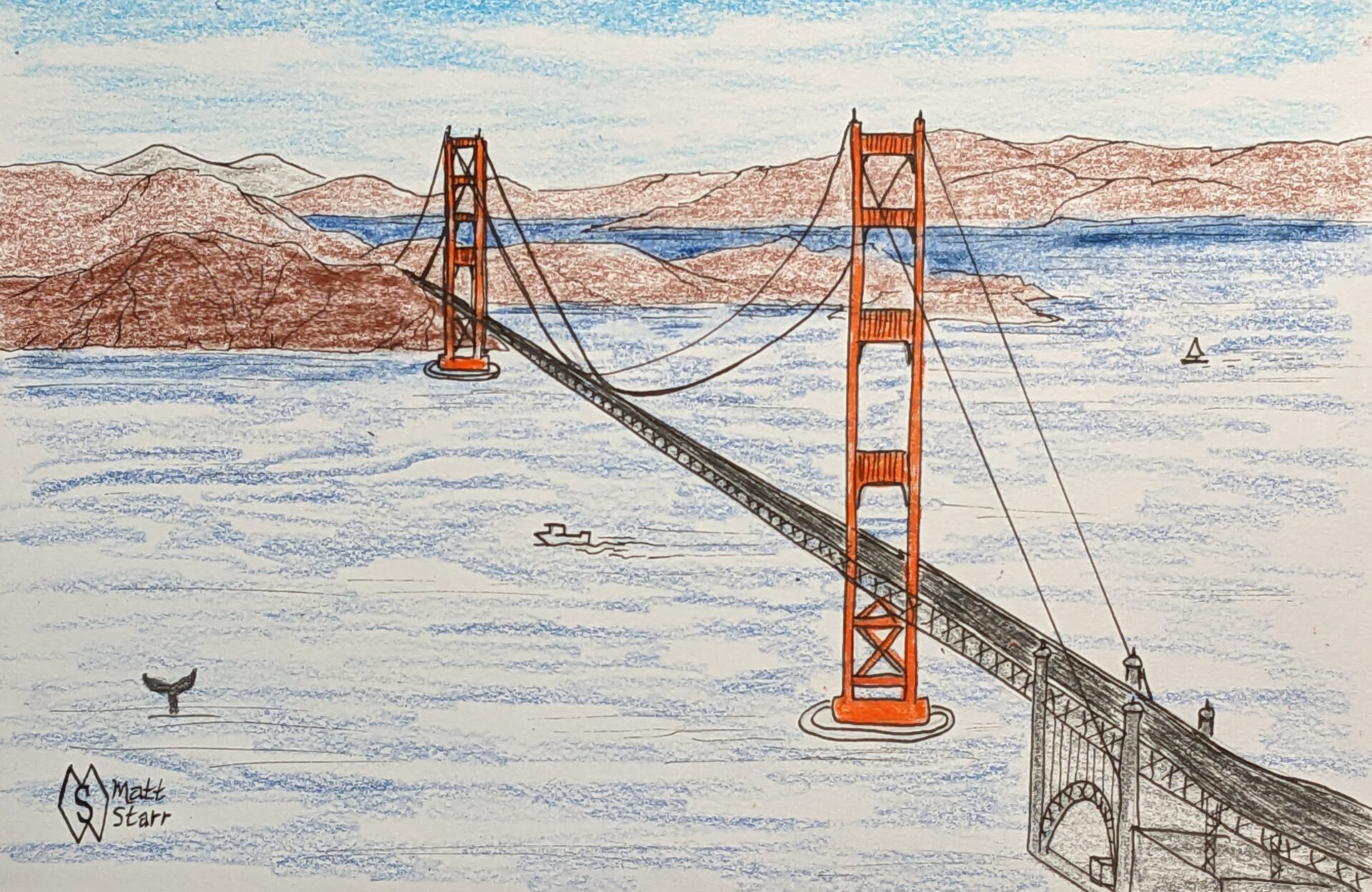 Golden State Bridge Drawimg