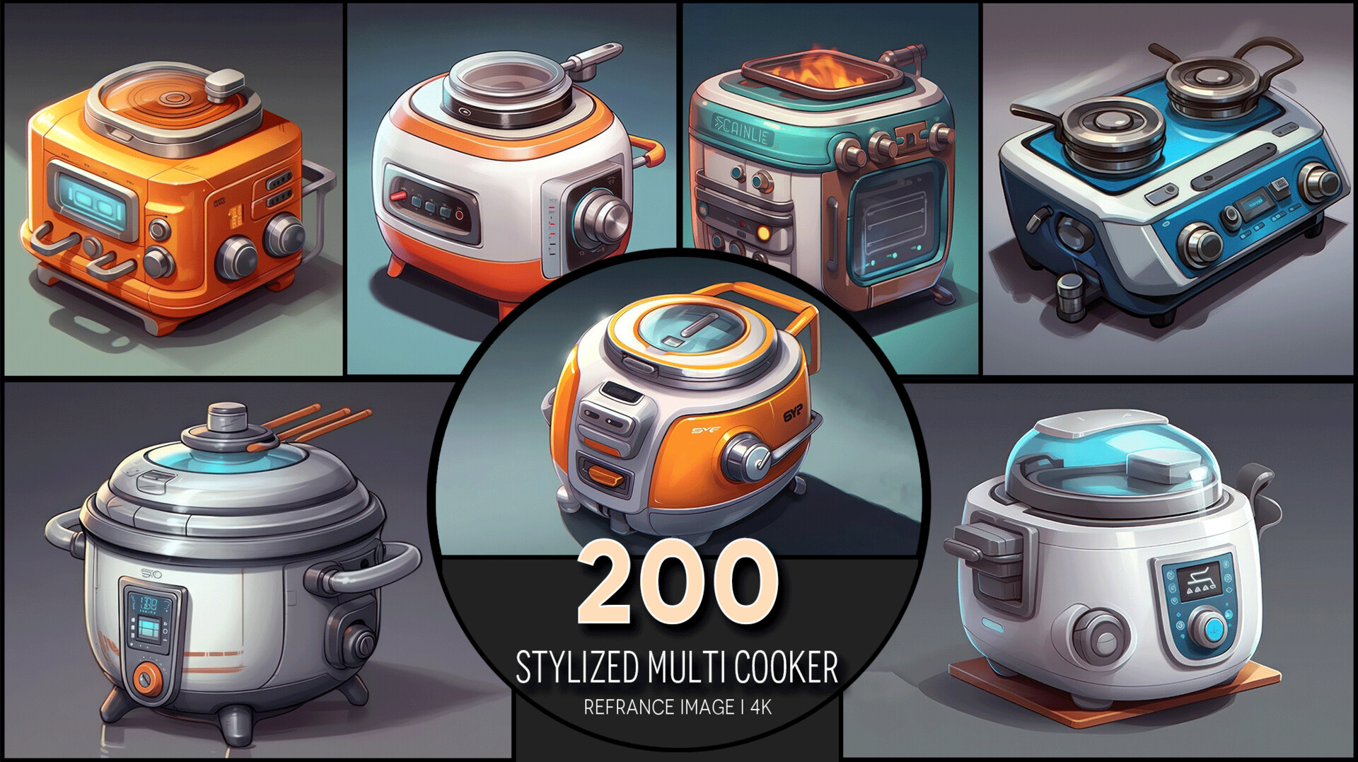 Pixel Ref - Stylized Multi Cooker 4K Reference/Concept Images