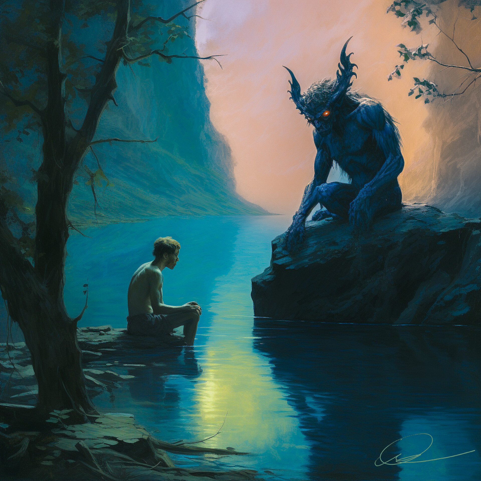 ArtStation - water demon and boy