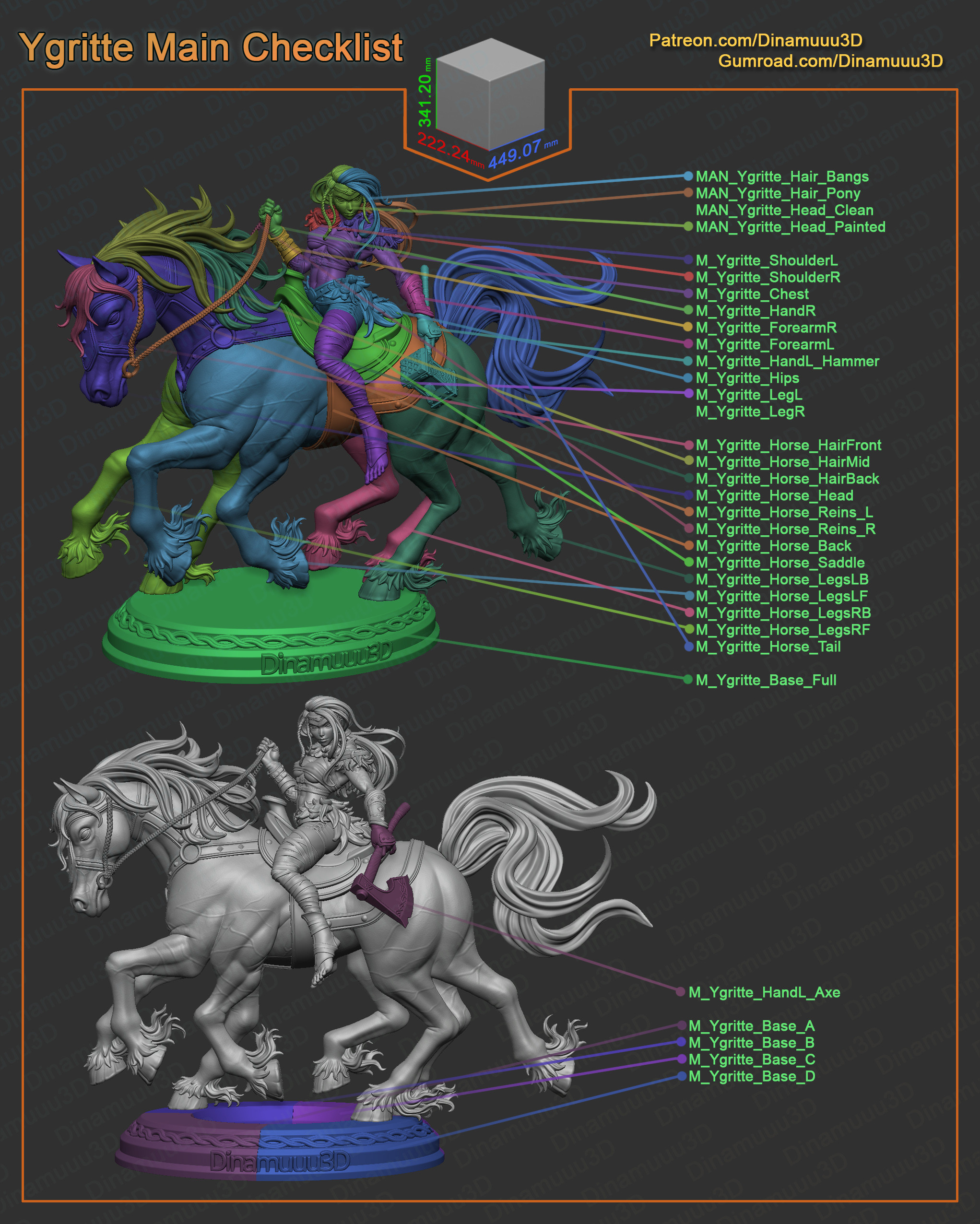 Dinamuuu 3D - Viking Ygritte, Rider of Sleipnir 3D Print Model