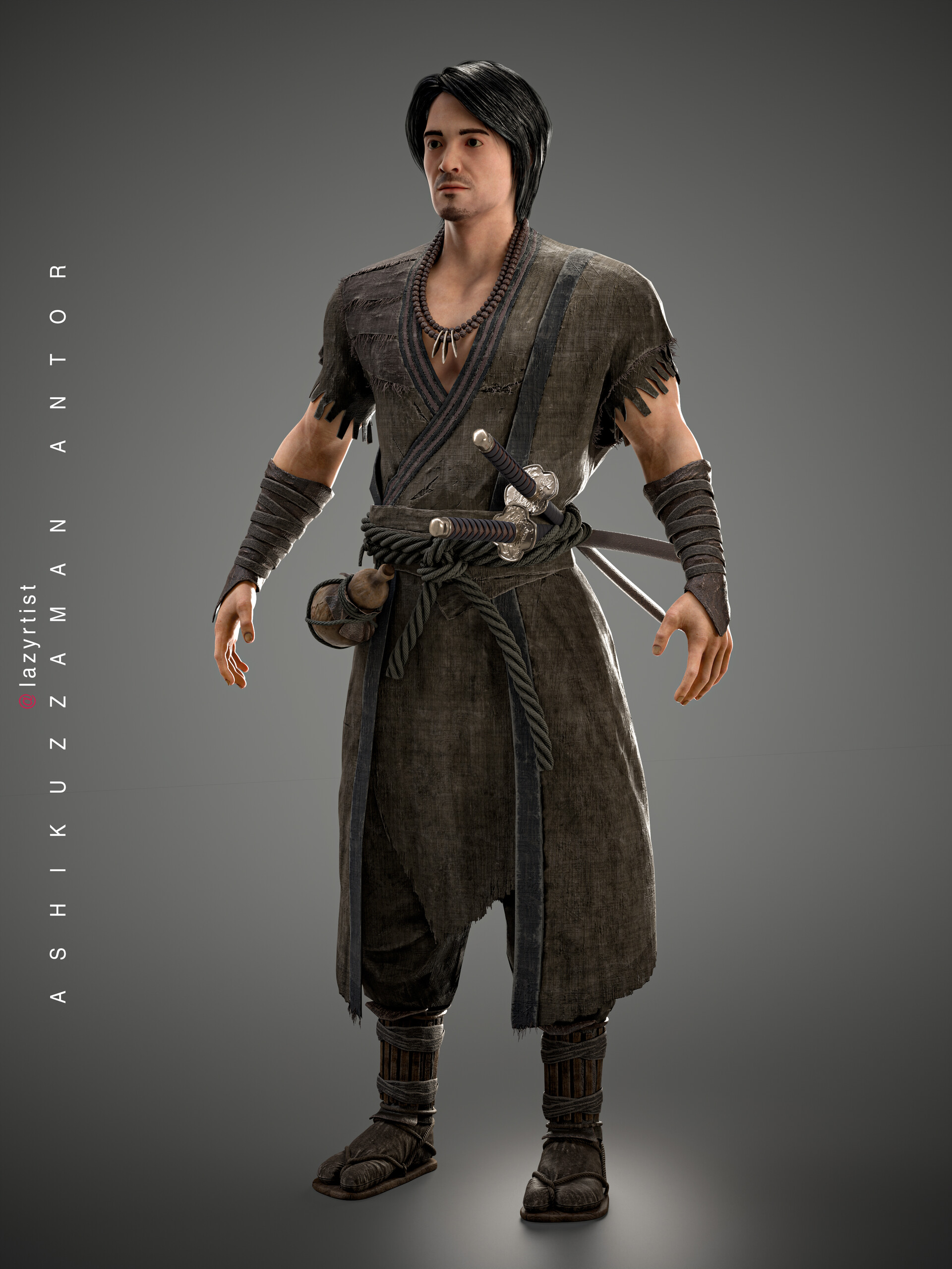 Ashikuzzaman Antor - AAA Game Character - Young Samurai