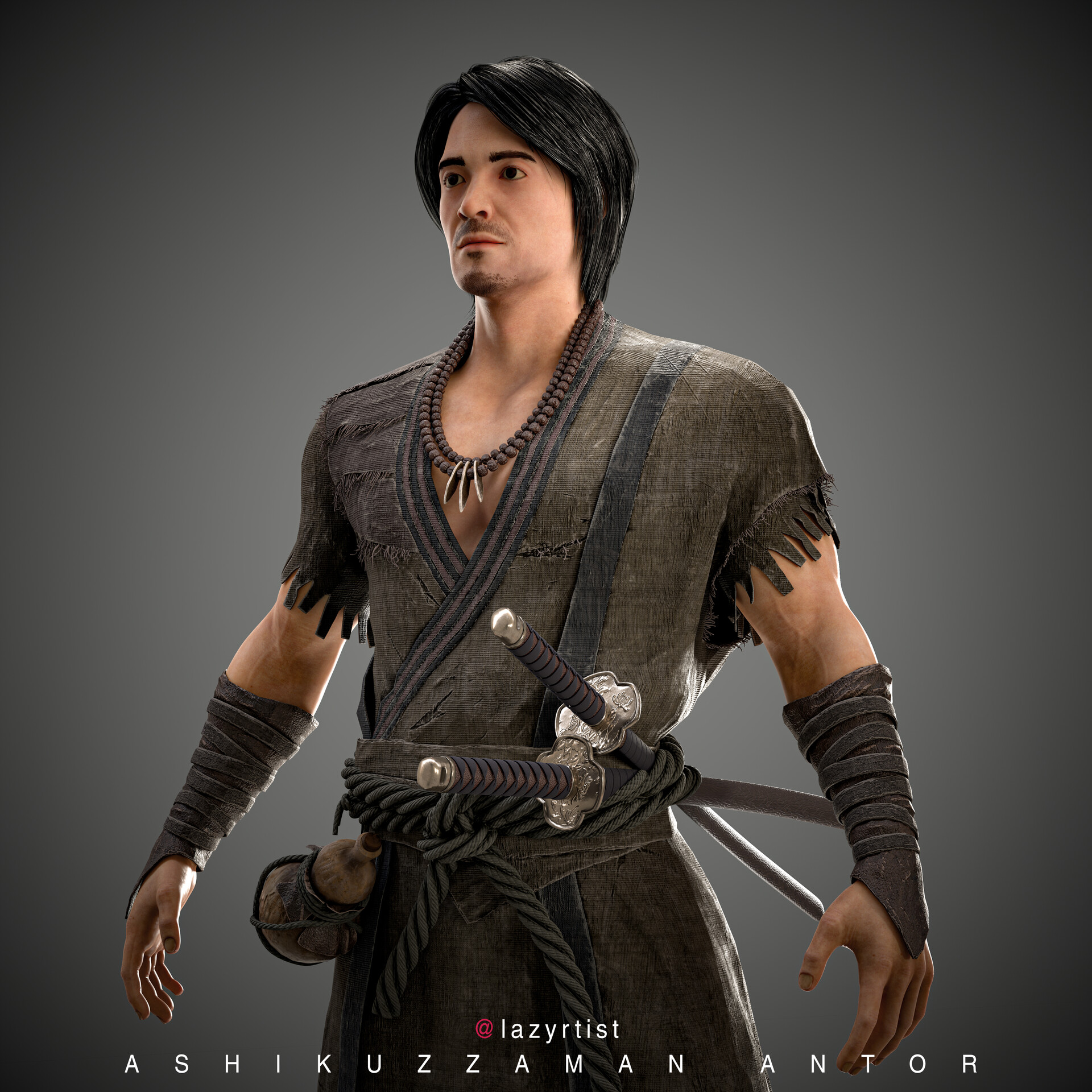 Ashikuzzaman Antor - AAA Game Character - Young Samurai