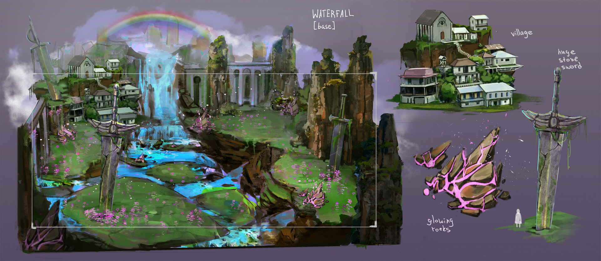 ArtStation - Level concept art for a mobile game: waterfall