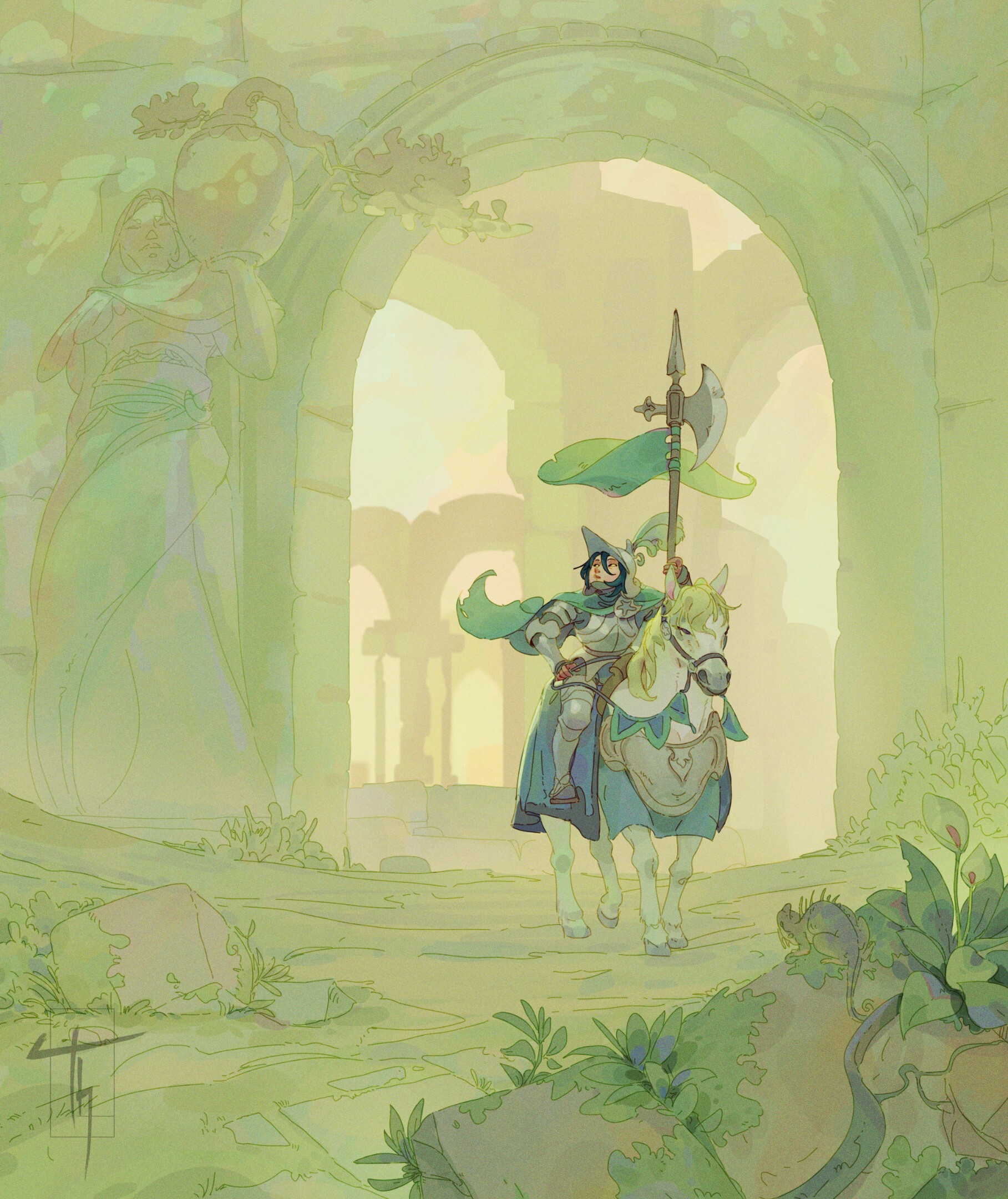 ArtStation - green flag knight