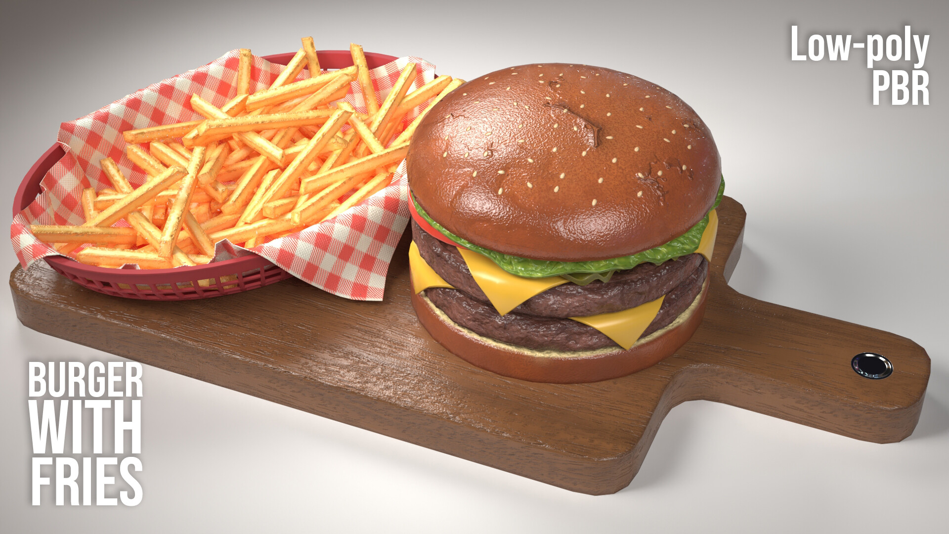 ArtStation - Double Cheese Burger with Fries