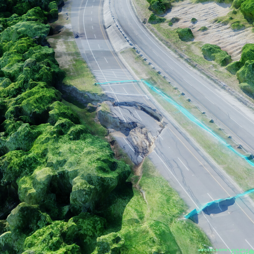 ArtStation - Visualization of stages for refilling road collapse