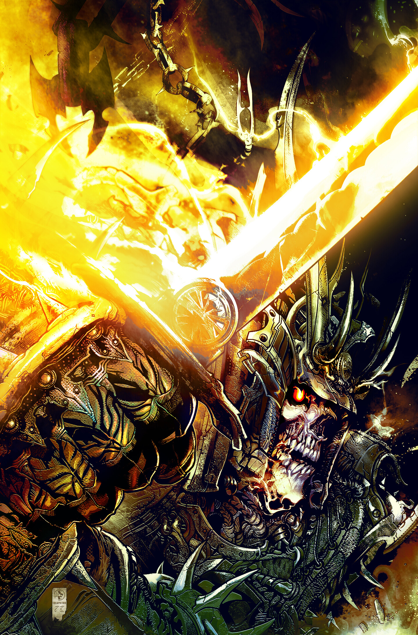 ArtStation - EDO period GHOST RIDER - Ronin Rider litho metal colors