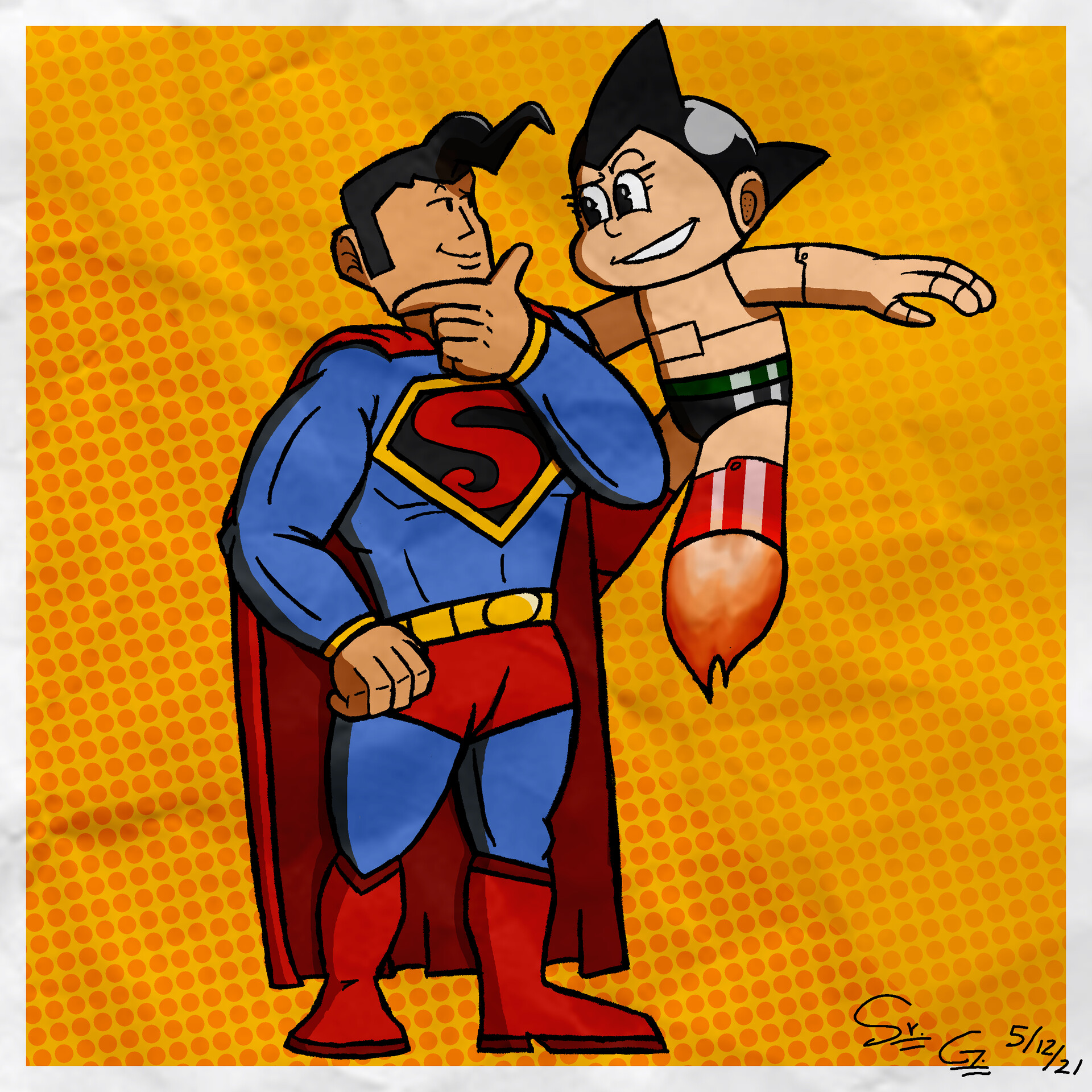 ArtStation - Superman & Tetsuwan Atom/Astro Boy