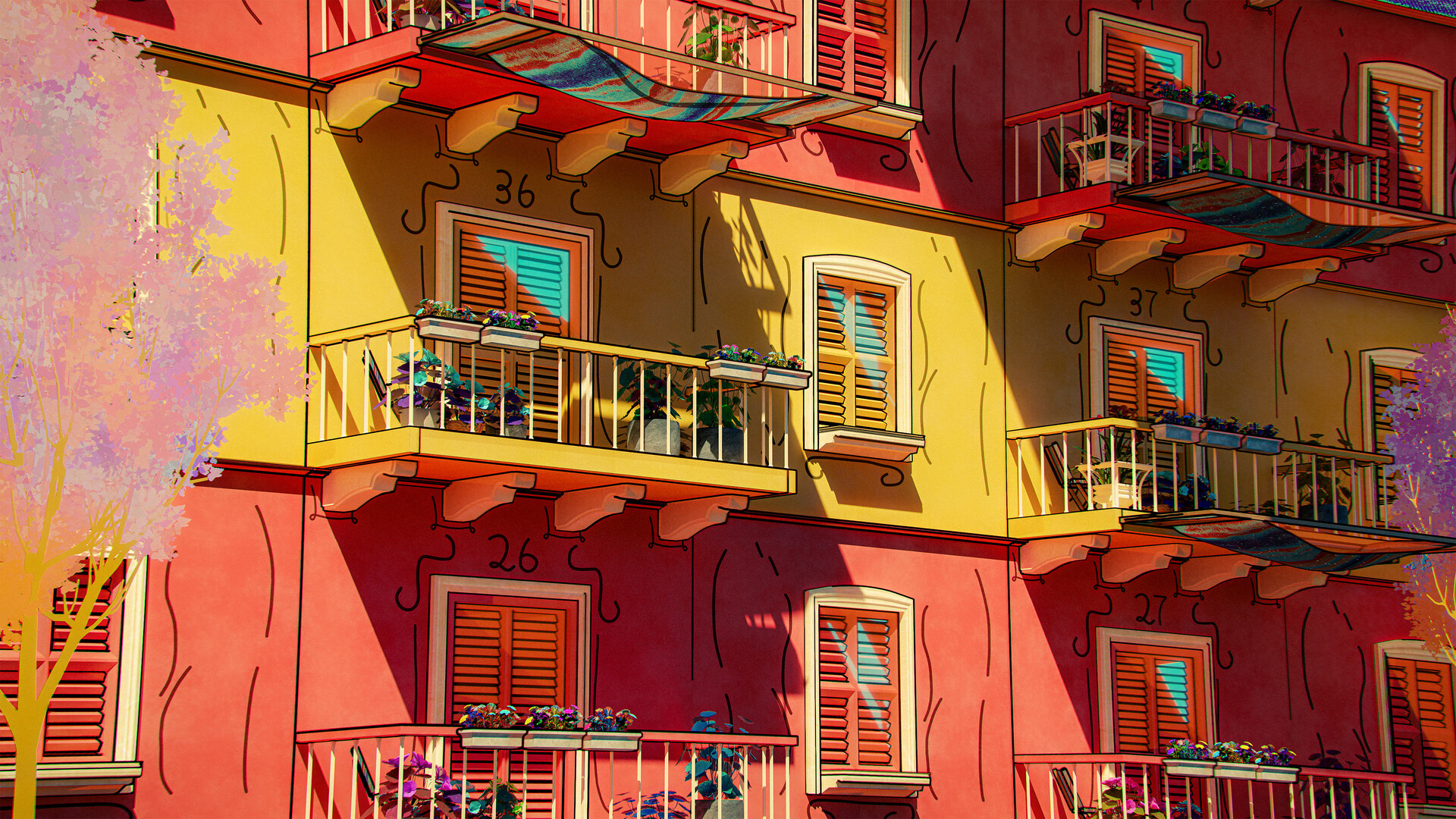 ArtStation - Apartment block - Grease Pencil