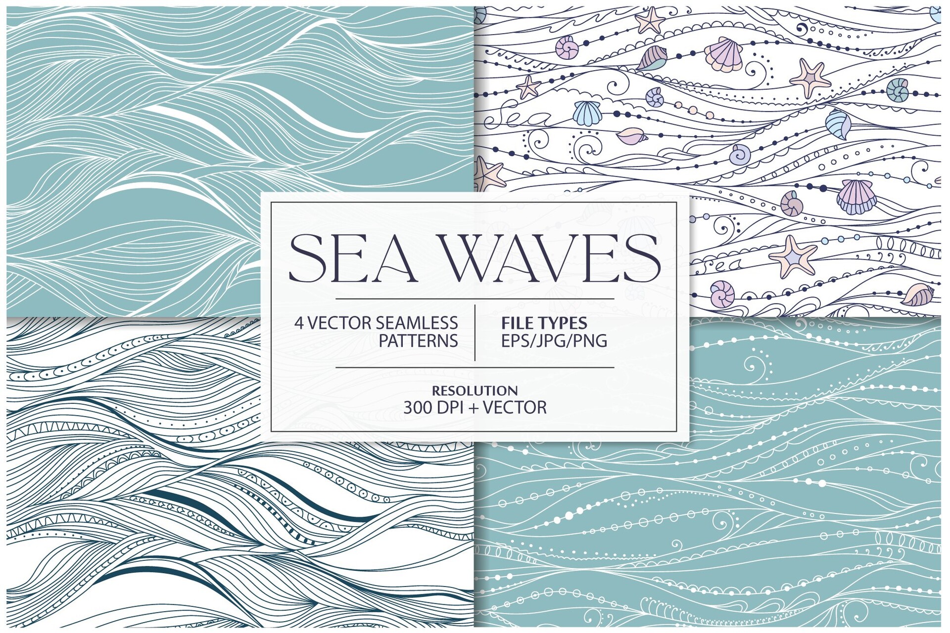ArtStation - SEA WAVES seamless patterns. Set 1