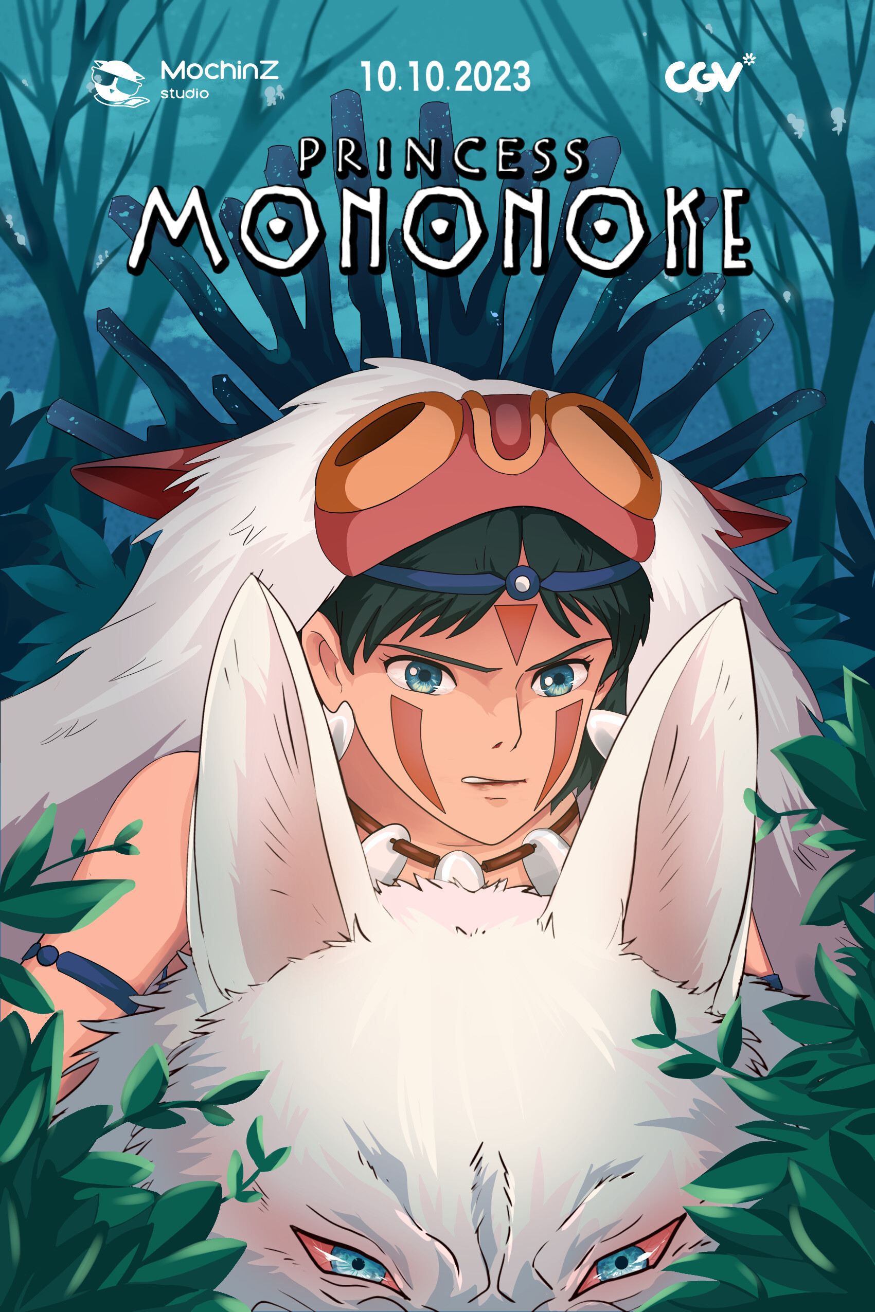 ArtStation - design and redraw poster of Mononoke movie.