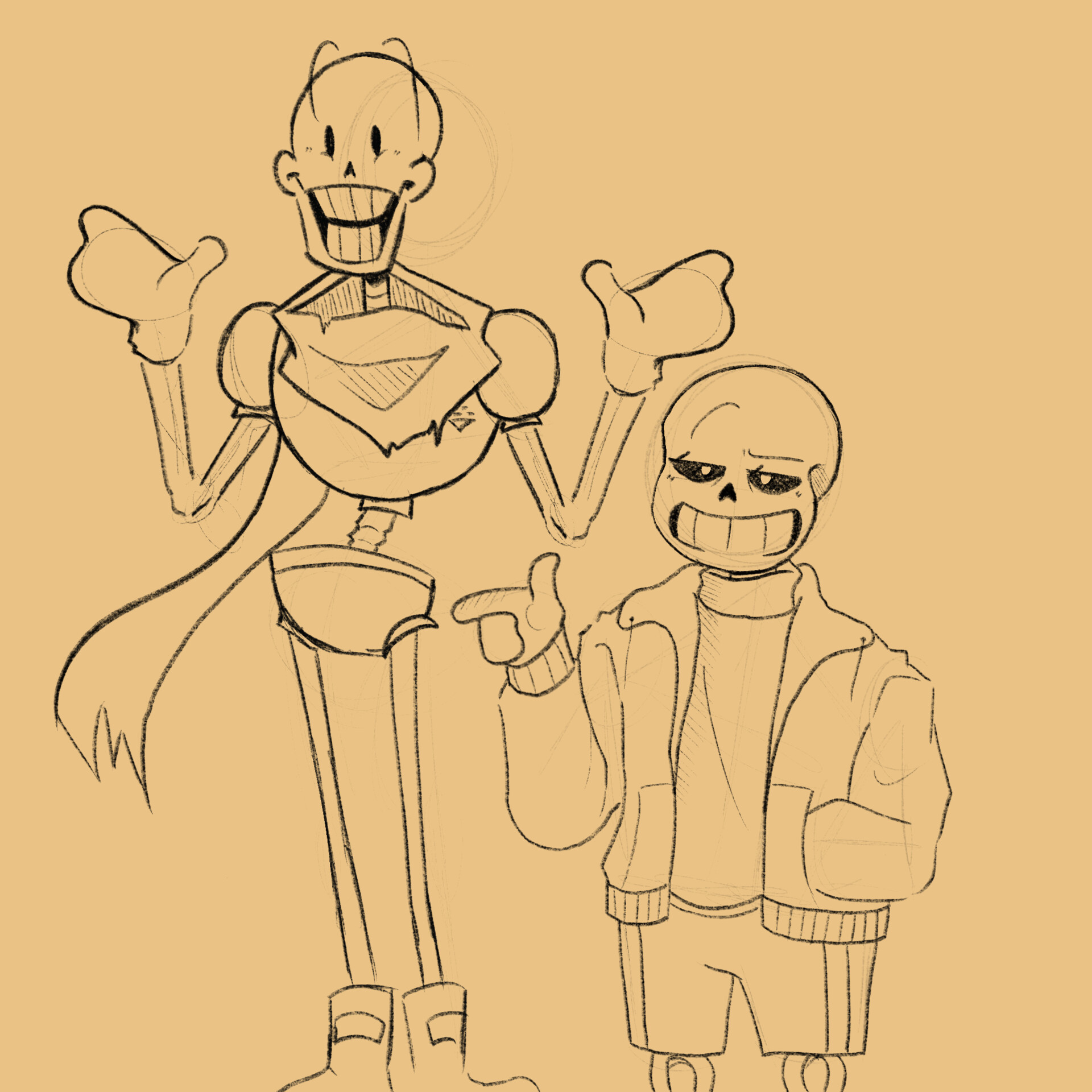 how to draw sans and papyrus undertale