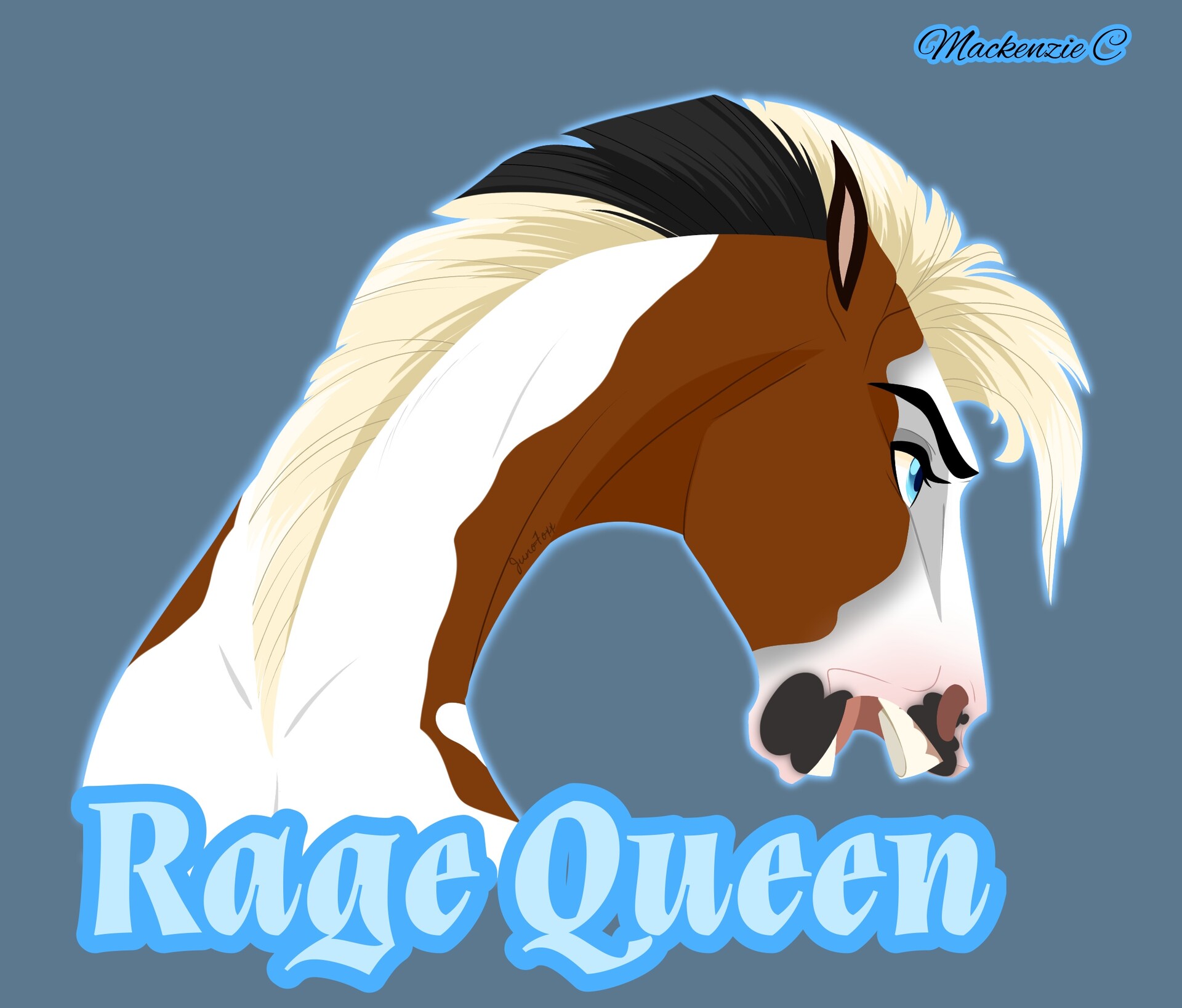 ArtStation - Rage Queen ! Horse head custom logo design for freelance work