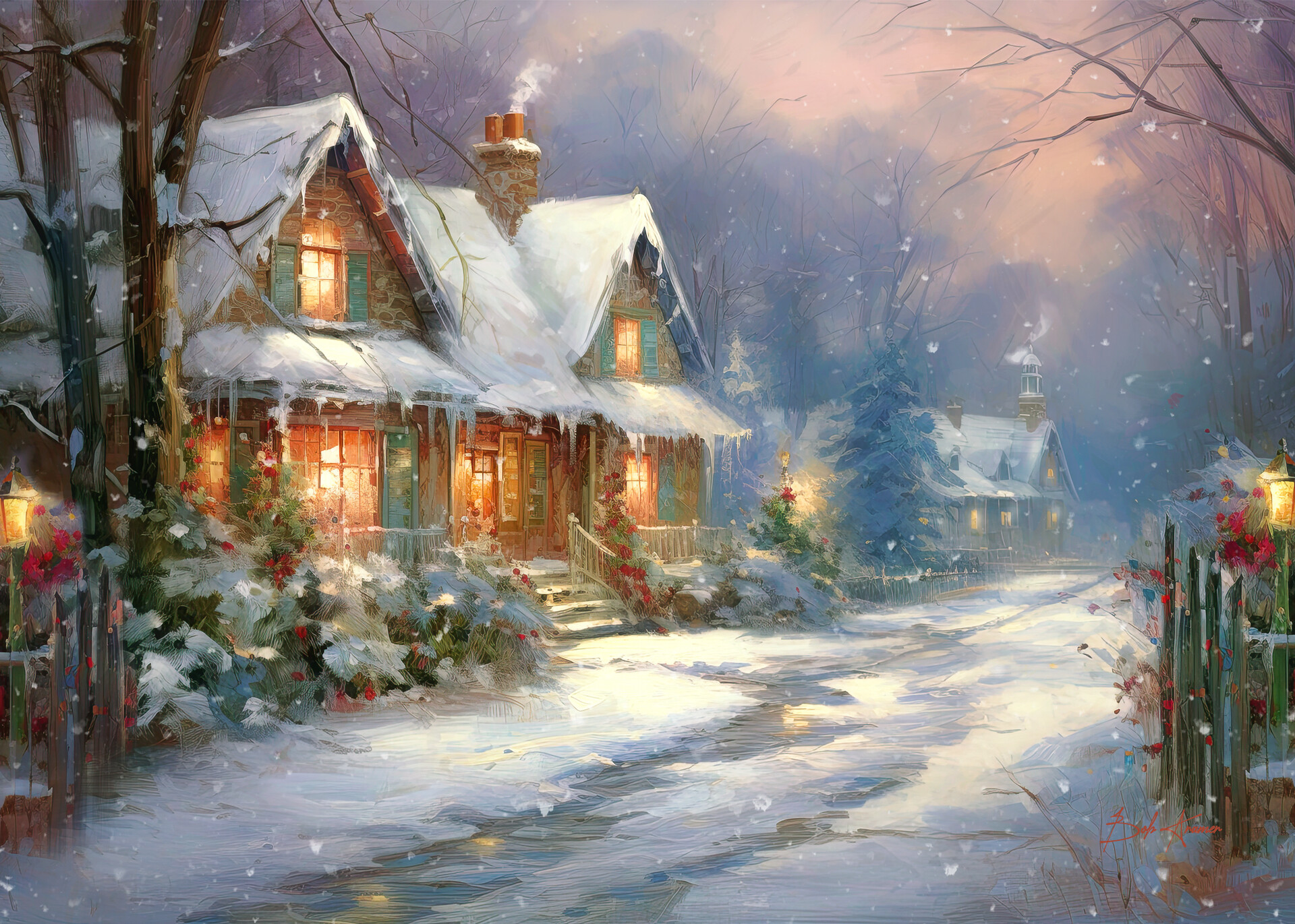 ArtStation - Embrace the Warmth of the Season Snow Cottage