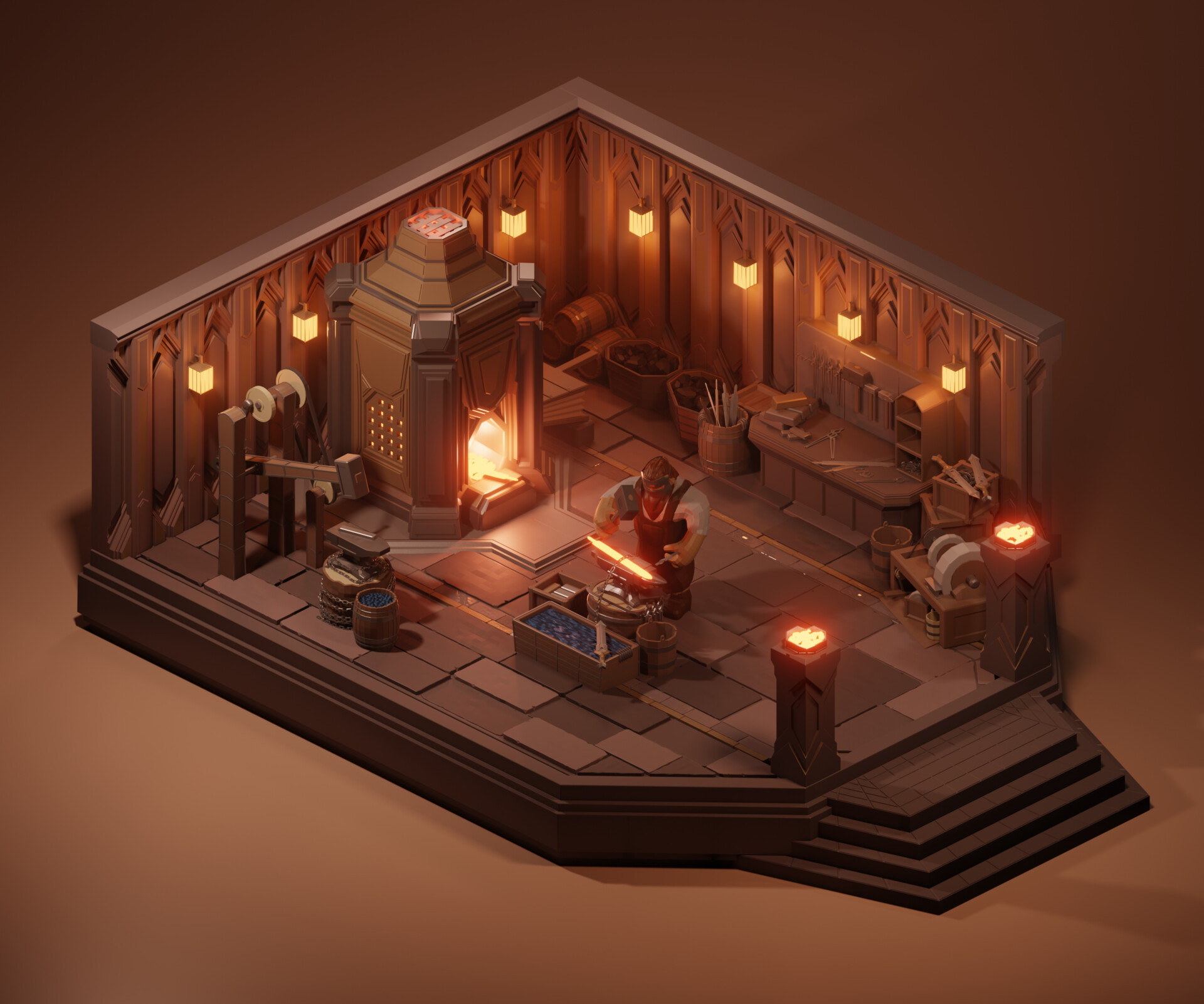 ArtStation - Dwarven LowPoly Forge