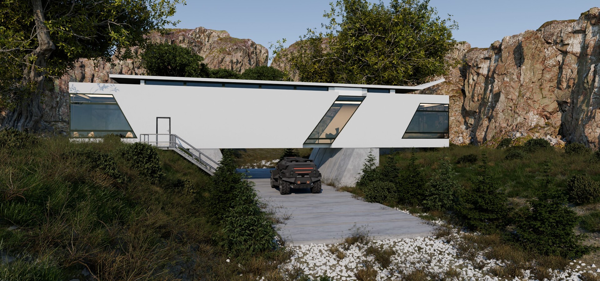 ArtStation - Futuristic Cottage scene