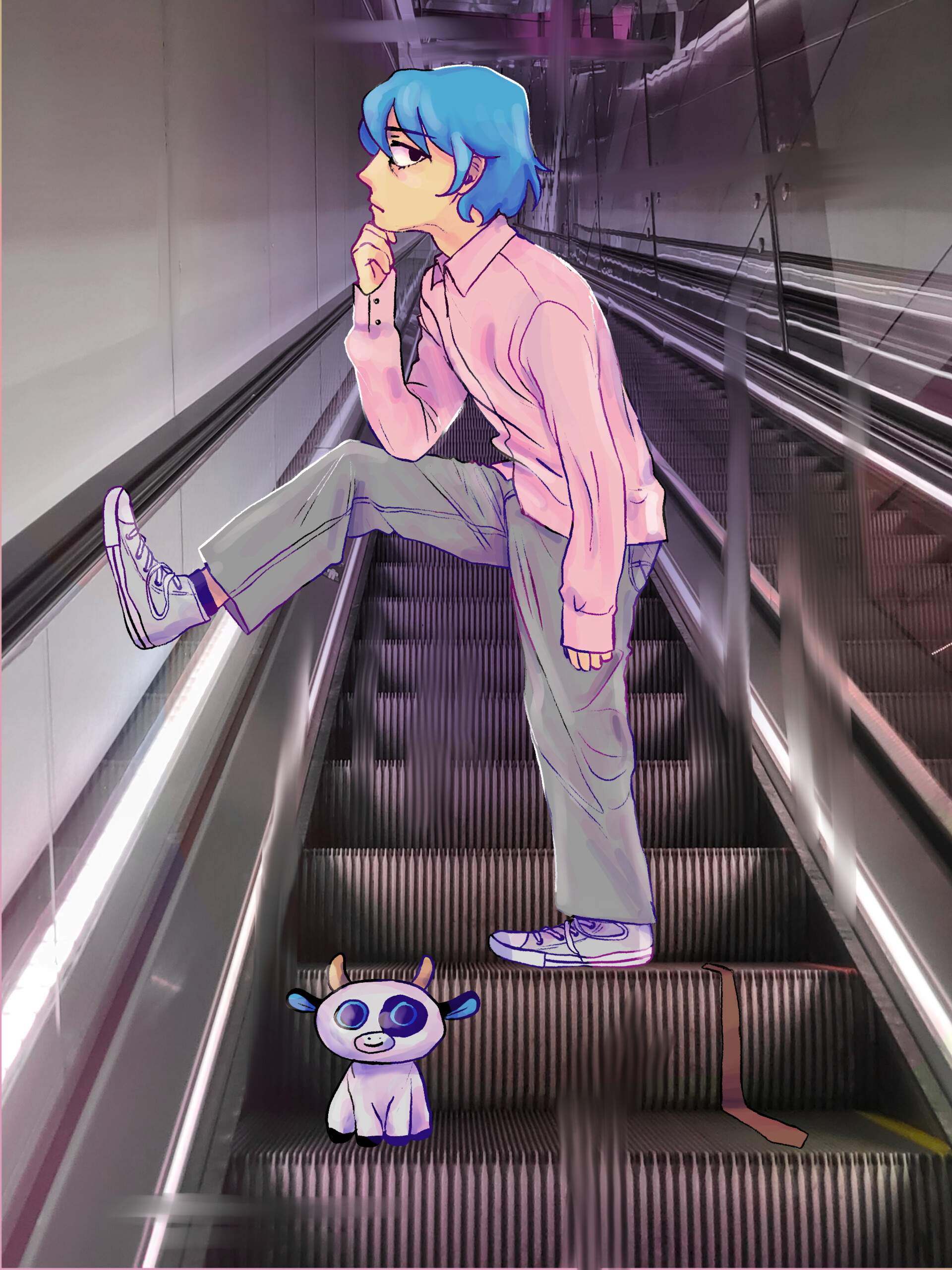ArtStation - Blue escalator dude