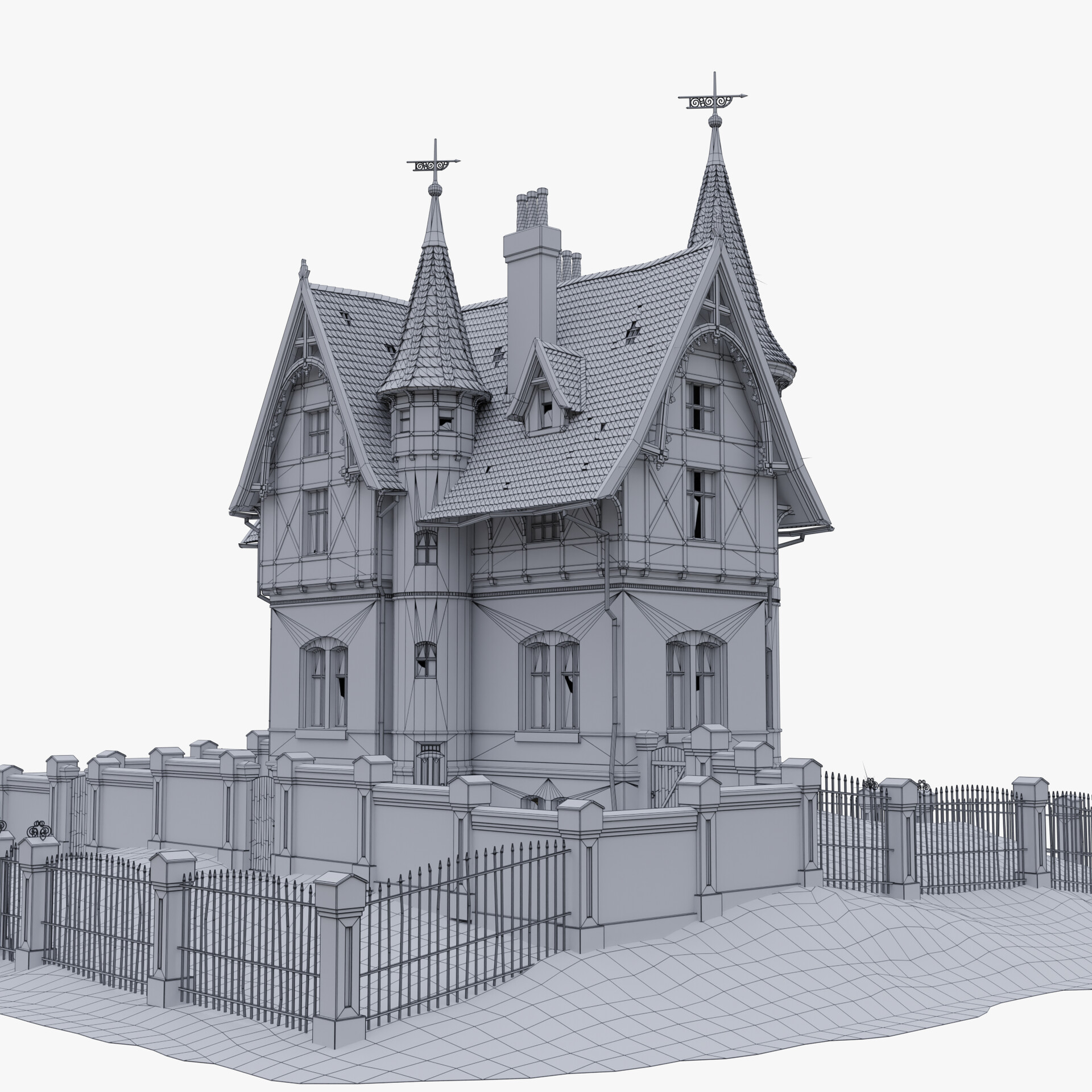 Steam Bird Design - Run-Down Victorian Terra-Cotta Mansion