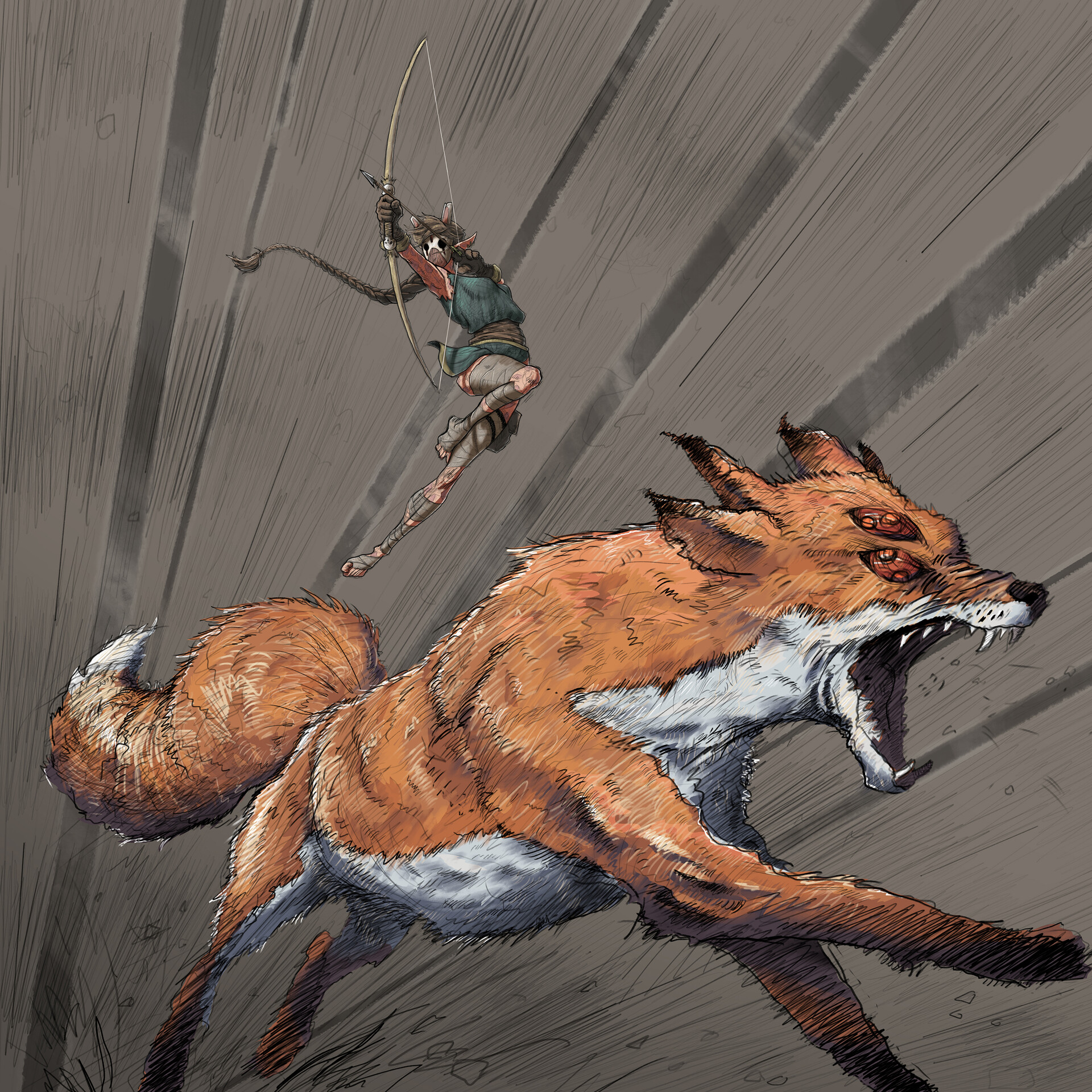 ArtStation - goddess huntress artemis and fox adrastus