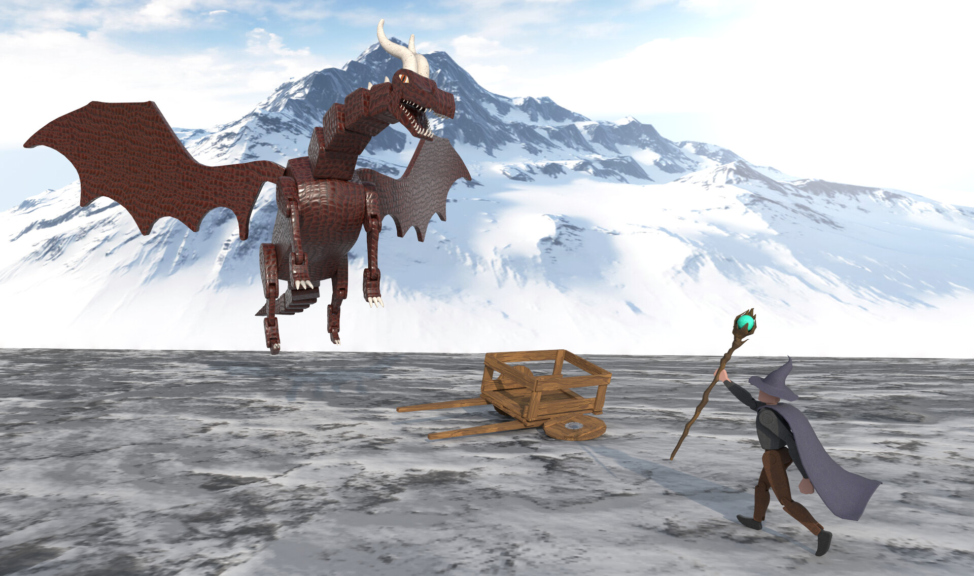 ArtStation - Wizard vs. Dragon 3D Scene