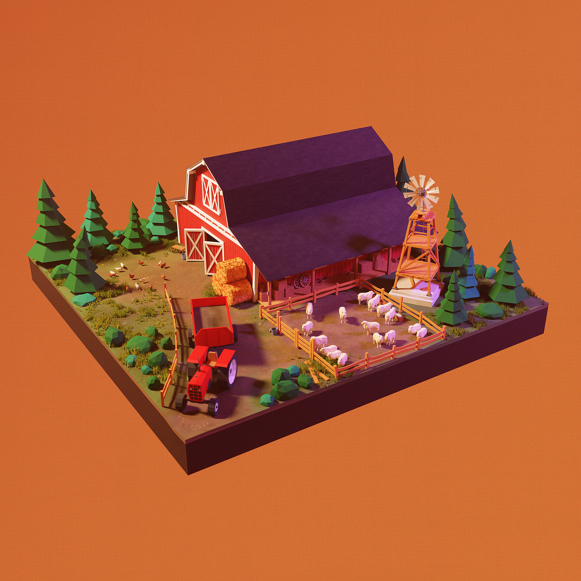 ArtStation - Barn (low poly old scene)